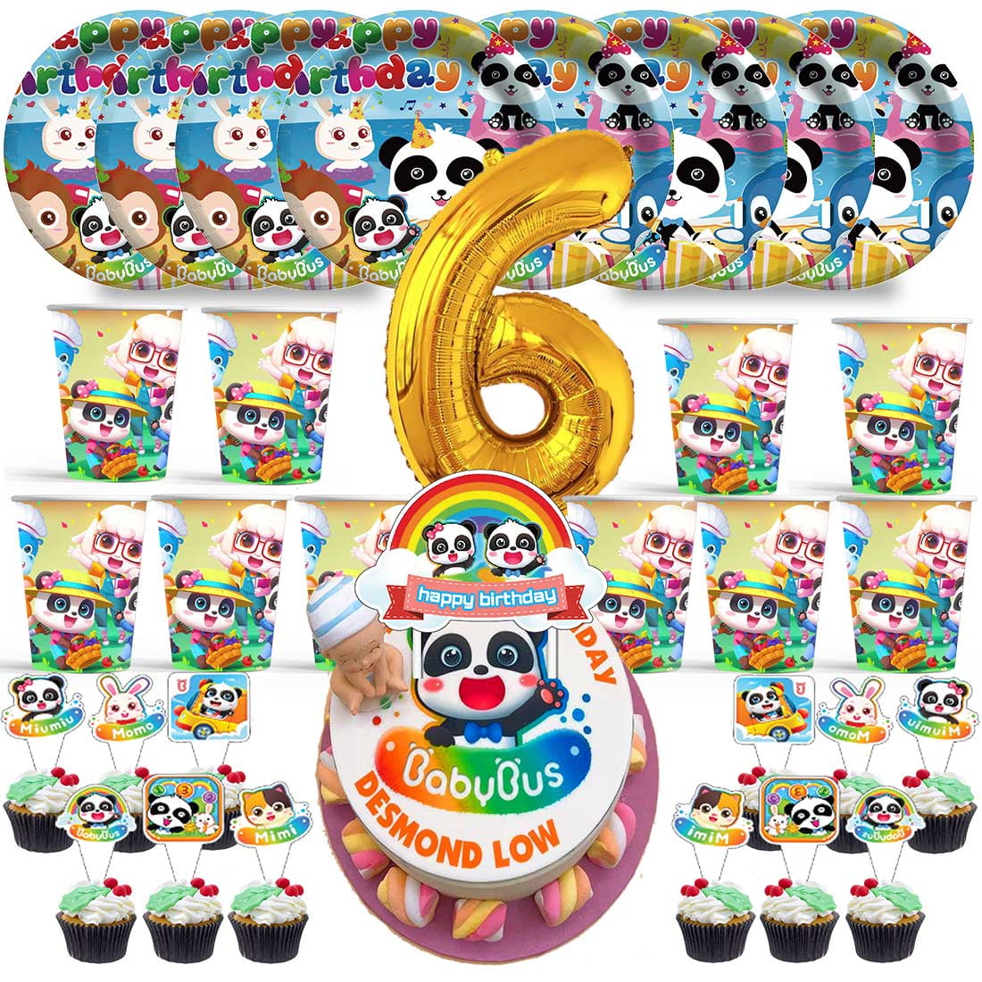 Babybus Baby Bus Birthday 6th Cups Party Supplies Plates Fans ...