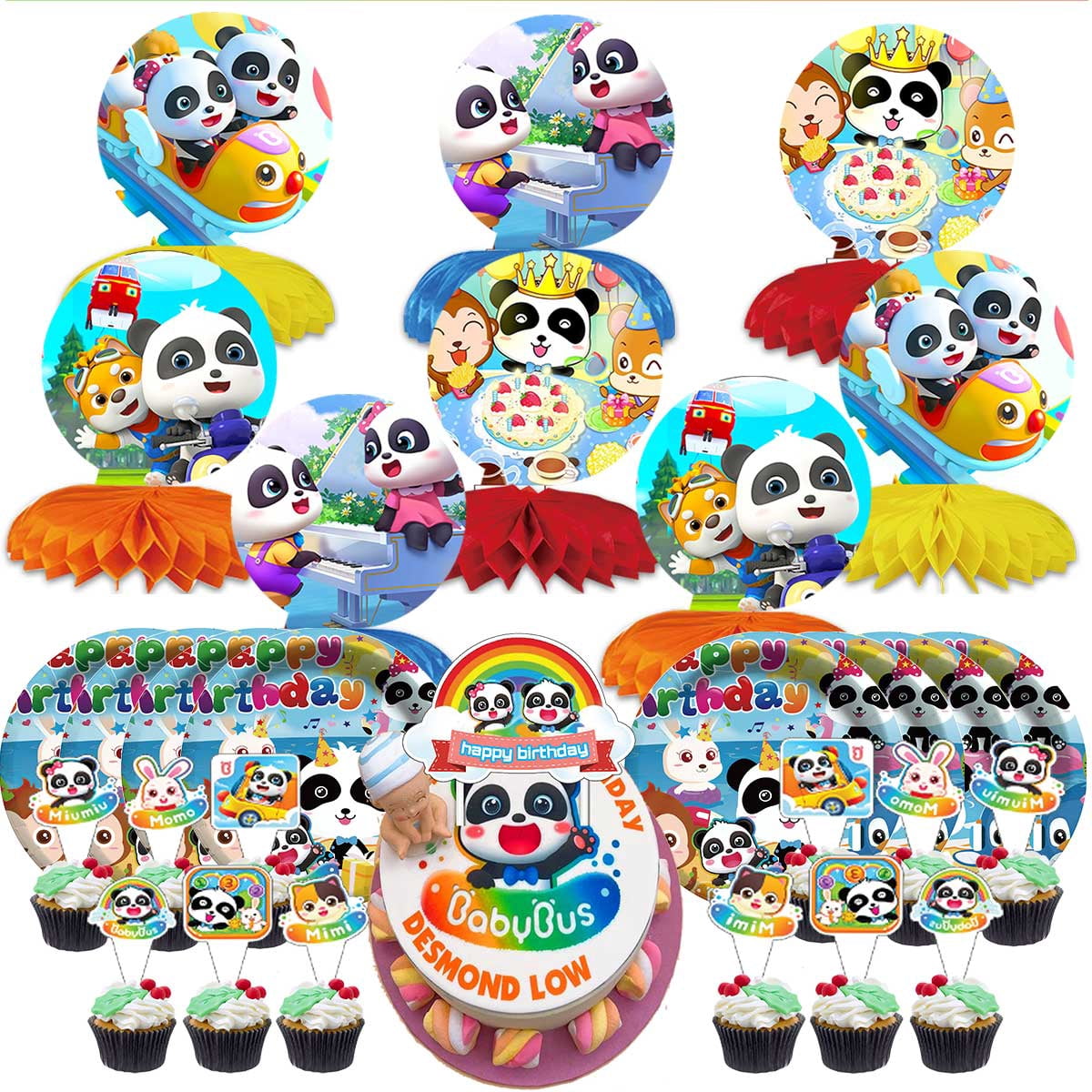Babybus Baby Bus Party Supplies Decor Plates Fans Decorations Honeycomb ...