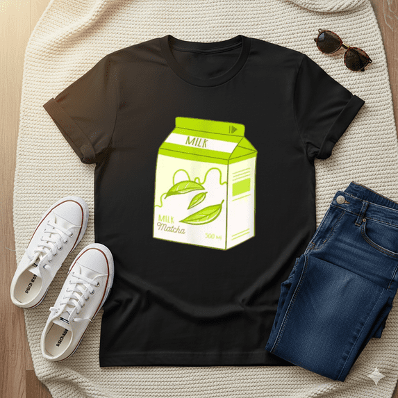 Babycore Kawaii Aesthetic Matcha Green Milk Carton Cute Unisex T-Shirt ...