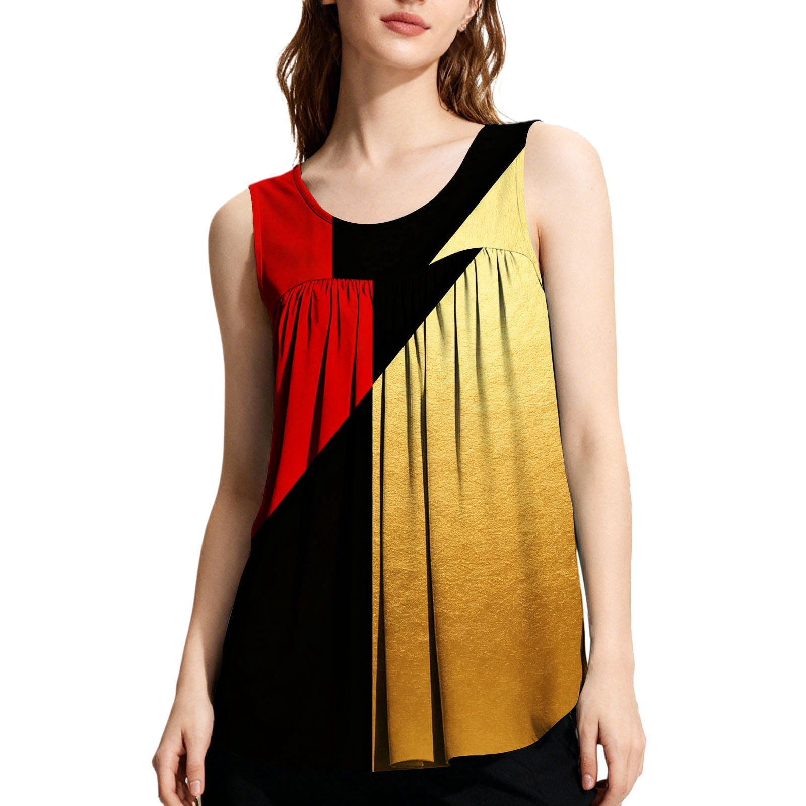 Babydoll Tank Tops For Women Solid Color Work Blouses Weighted Vest ...