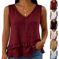 Babydoll Tank Tops for Women Comfort Linen V Neck Sleeveless Blouse ...