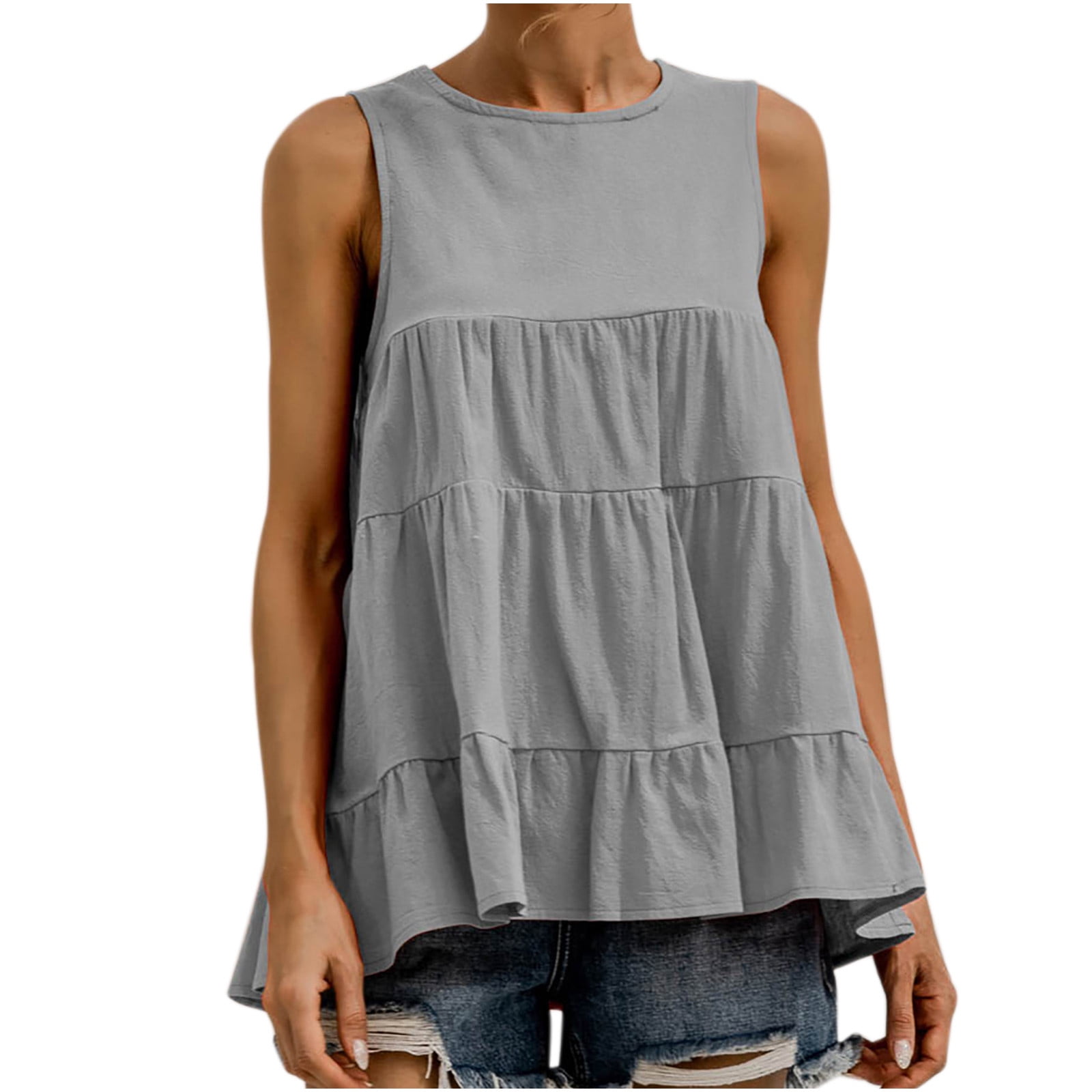 Babydoll Tank Tops for Women Sleeveless Summer Tops Dressy Casual Flowy ...