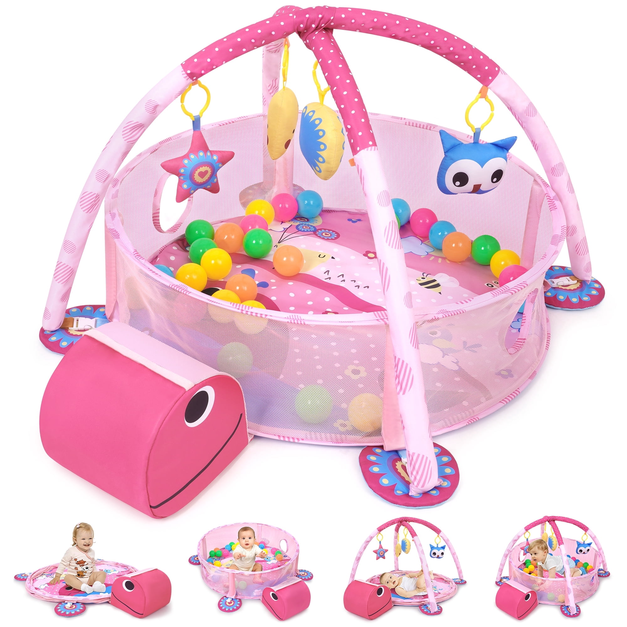 babyeap 3-in-1 Baby Activity Gym, Tummy Time Play Mat with Hanging Toys ...