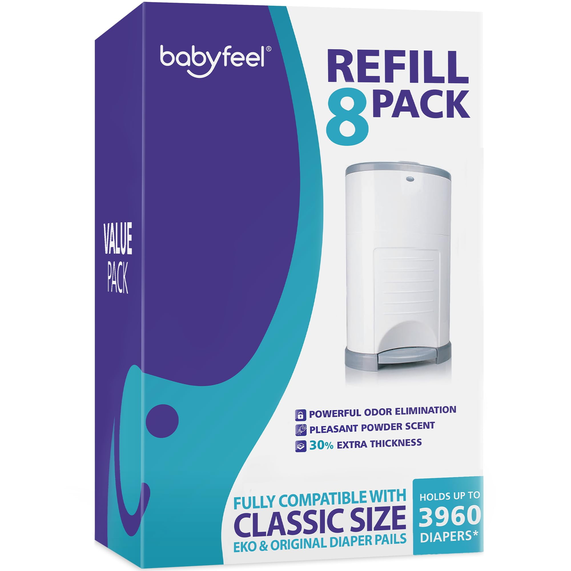 Babyfeel Refills Compatible with DEKOR CLASSIC Diaper Pails | 8 Pack ...