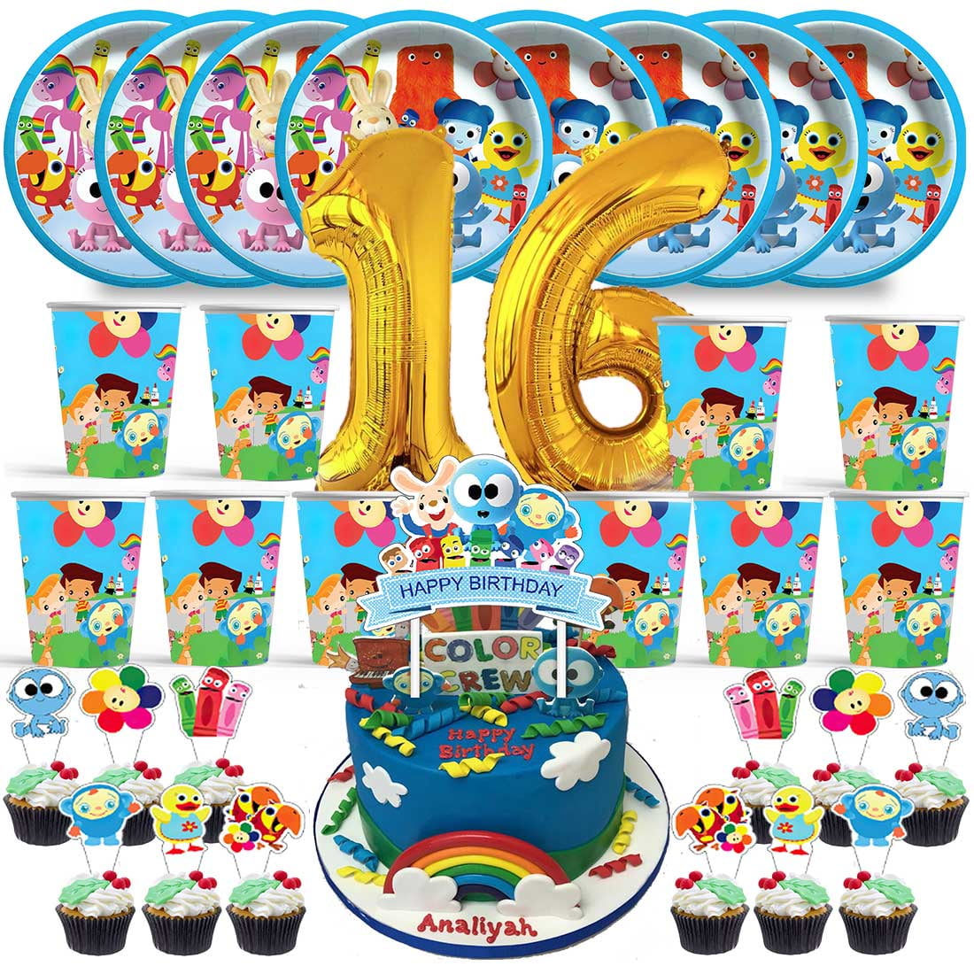 Babyfirst Color Crew Birthday 16th Cups Party Supplies Plates Fans ...