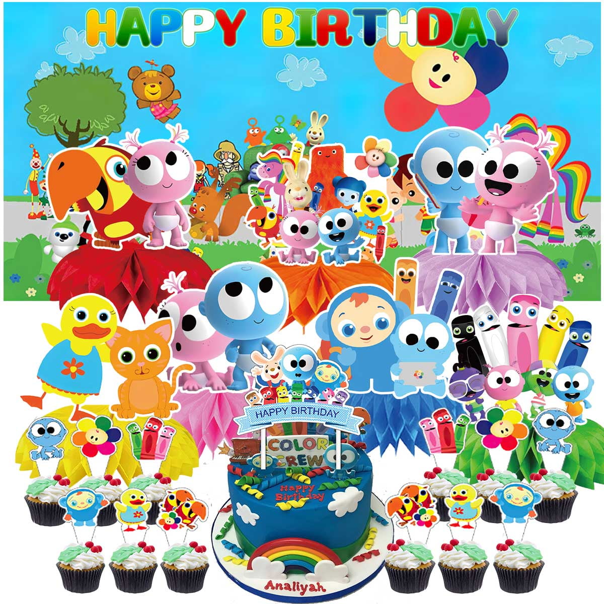 Babyfirst Color Crew Party Decorations Decor Supplies Honeycomb ...