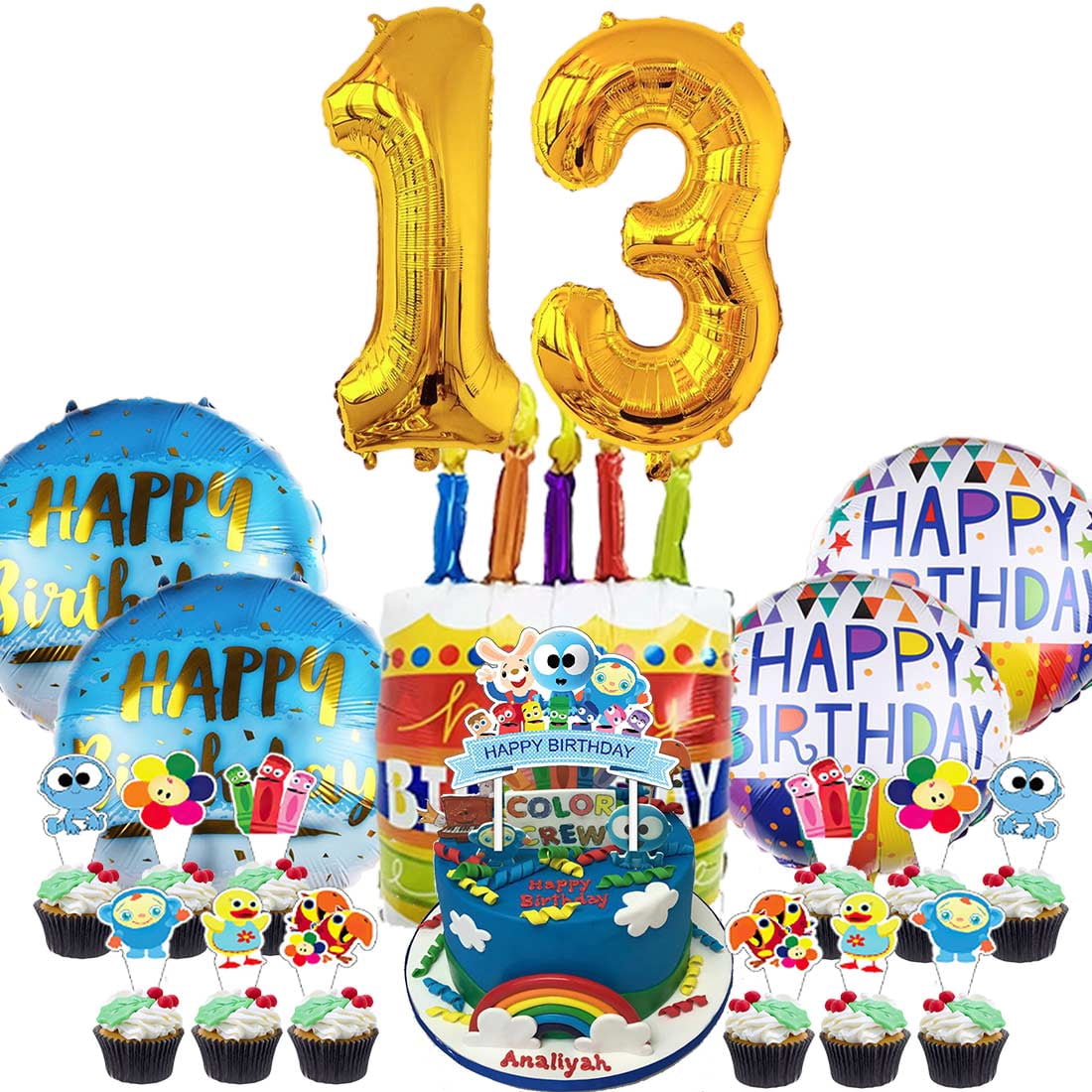 Babyfirst Color Crew Party Supplies 13th Decor Kit Balloons Birthday ...
