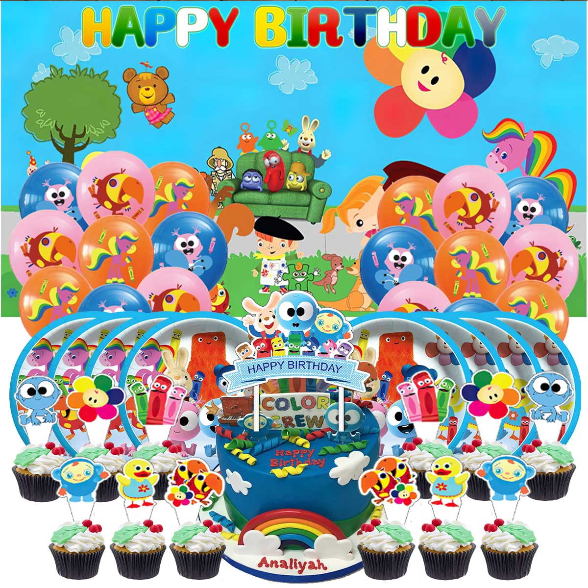 Babyfirst Color Crew Themed Birthday Party Decor Set - Balloons, Paper ...