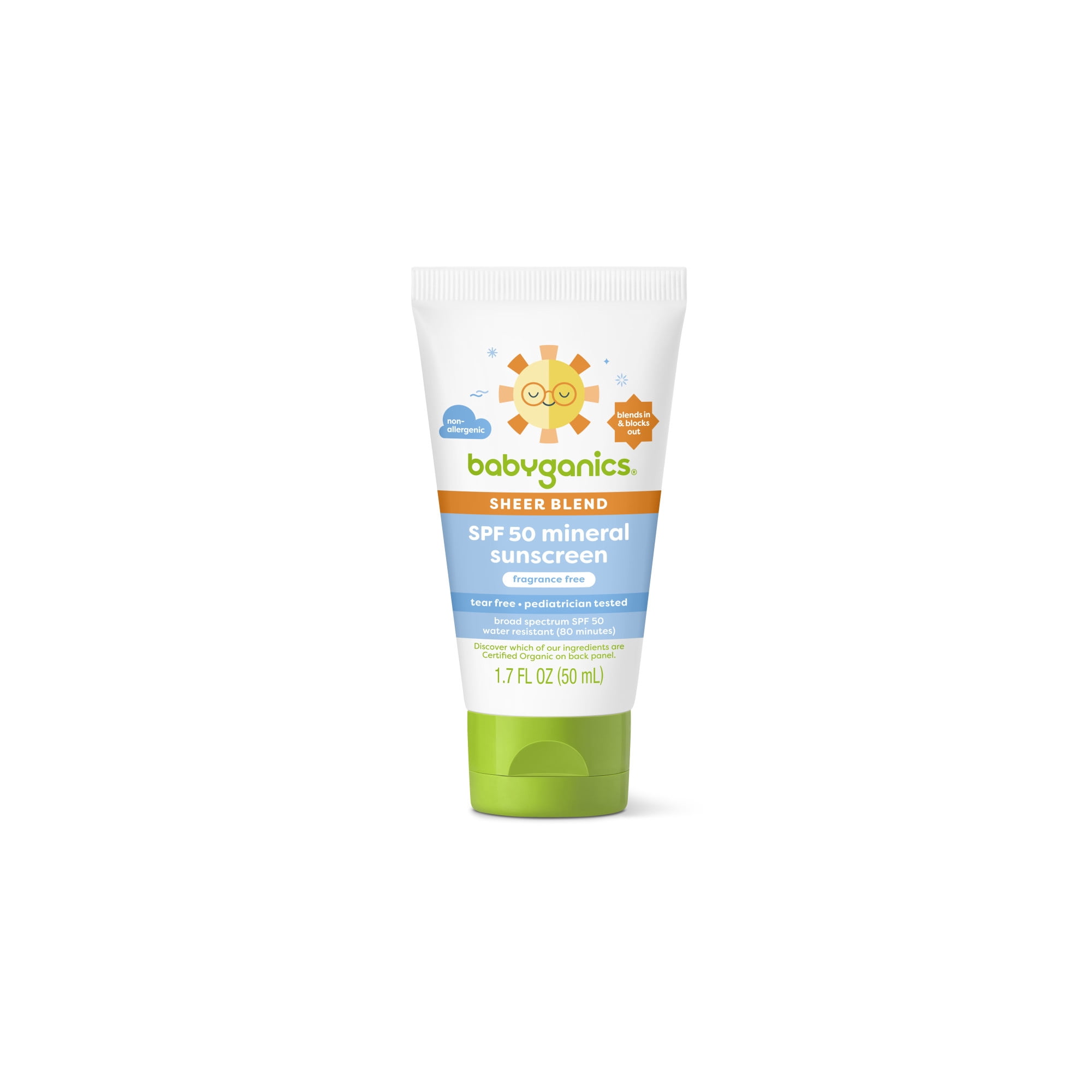 Babyganics Sheer Blend, SPF 50 Mineral Sunscreen Lotion, Fragrance Free ...