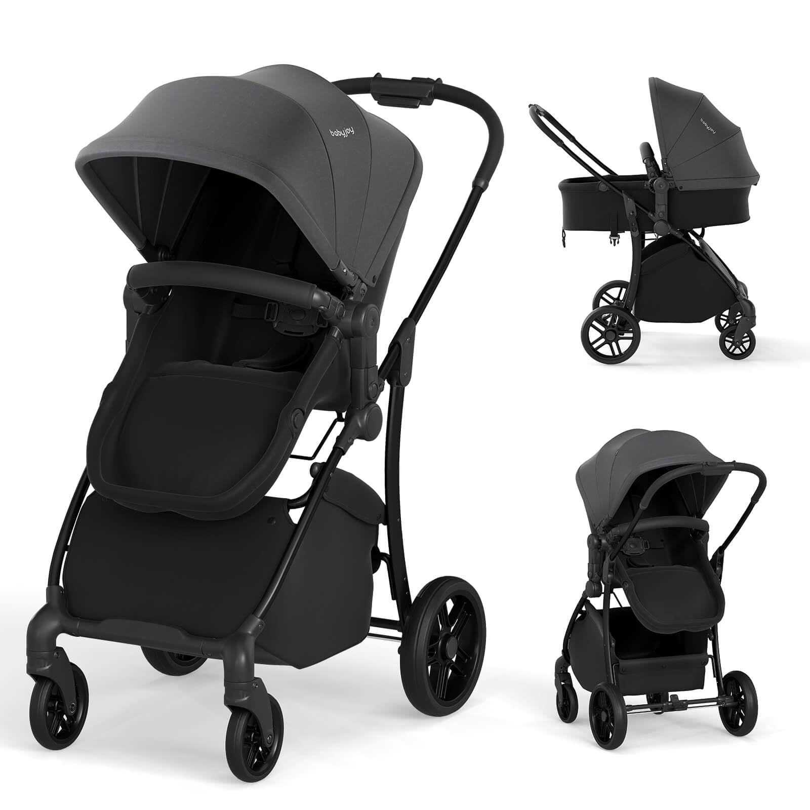 Babyjoy 2 in 1 Baby Stroller Folding High Landscape Pushchair with ...