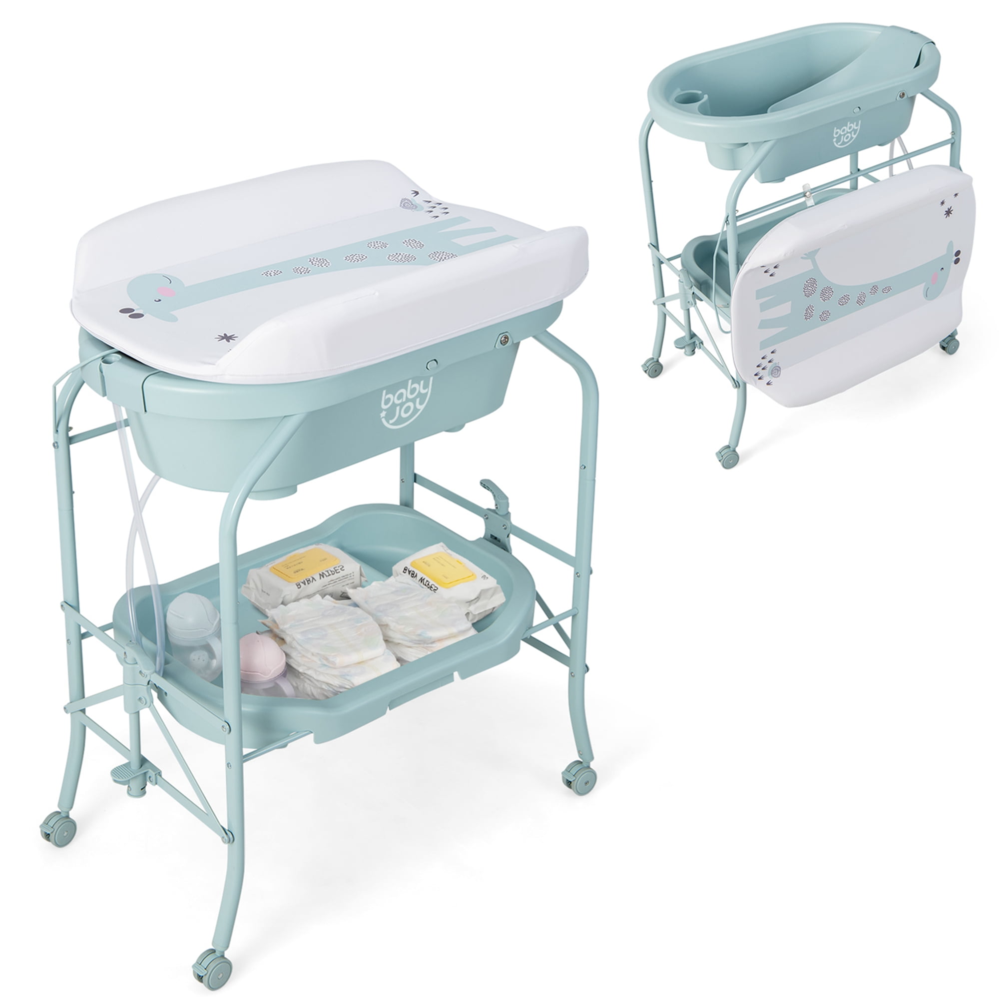 Babyjoy Newborn Baby Changing & Bathtub Table, Collapsible Diaper ...