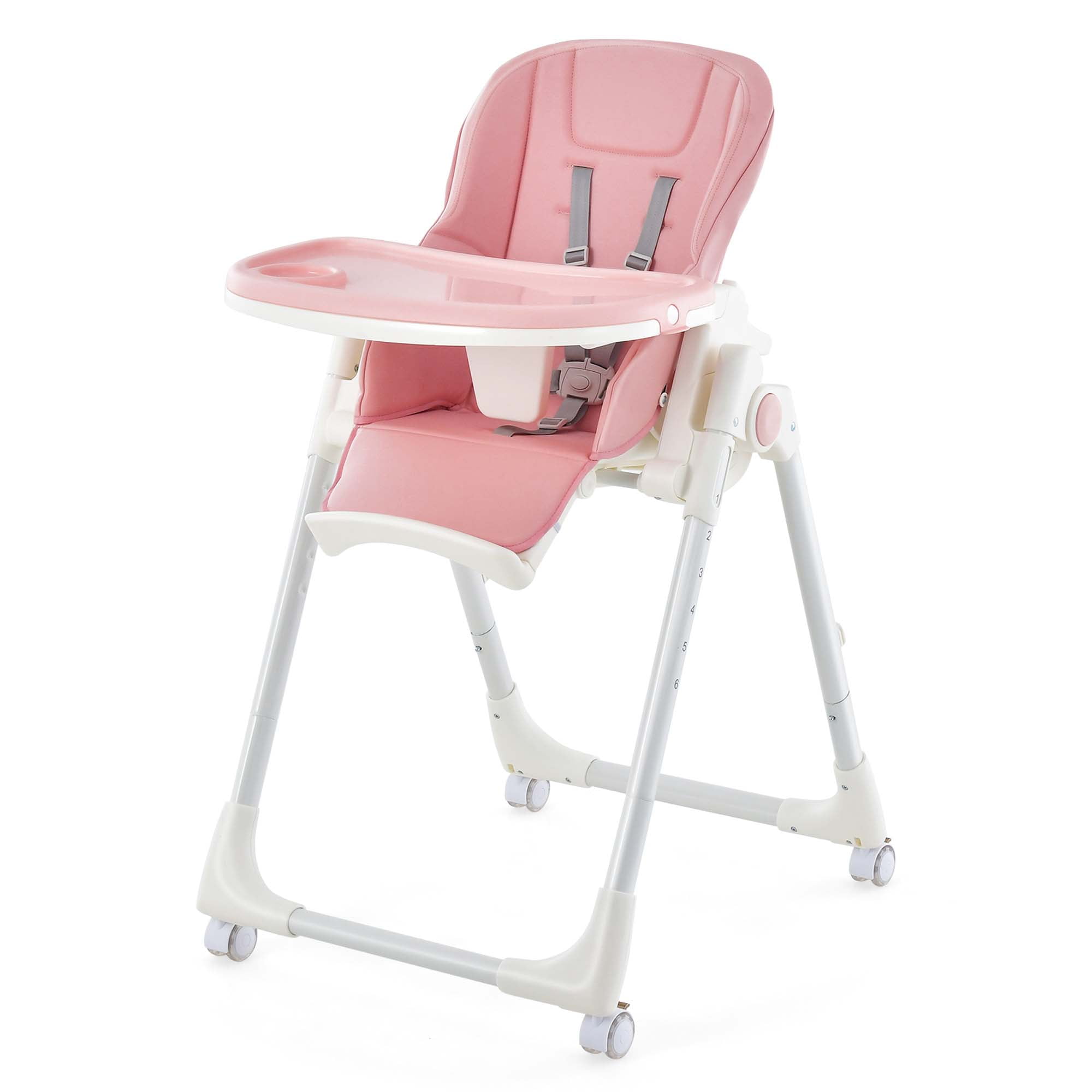 Babyjoy Foldable Highchair Baby Feeding Chair with 360° Rotating Wheels ...
