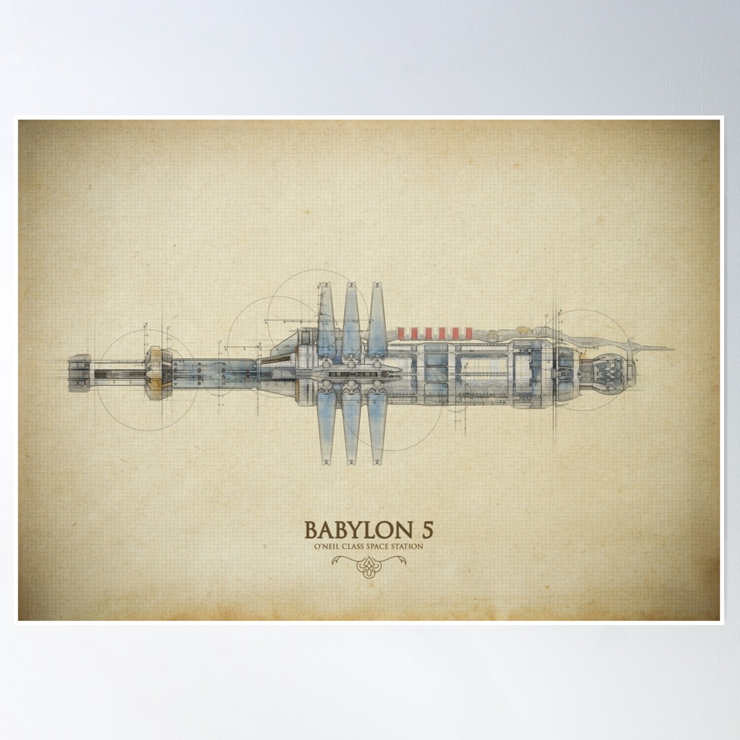 Babylon 5 Blueprint Poster Wall Art, Modern Wall Decor, 16x24 UNFRAMED ...