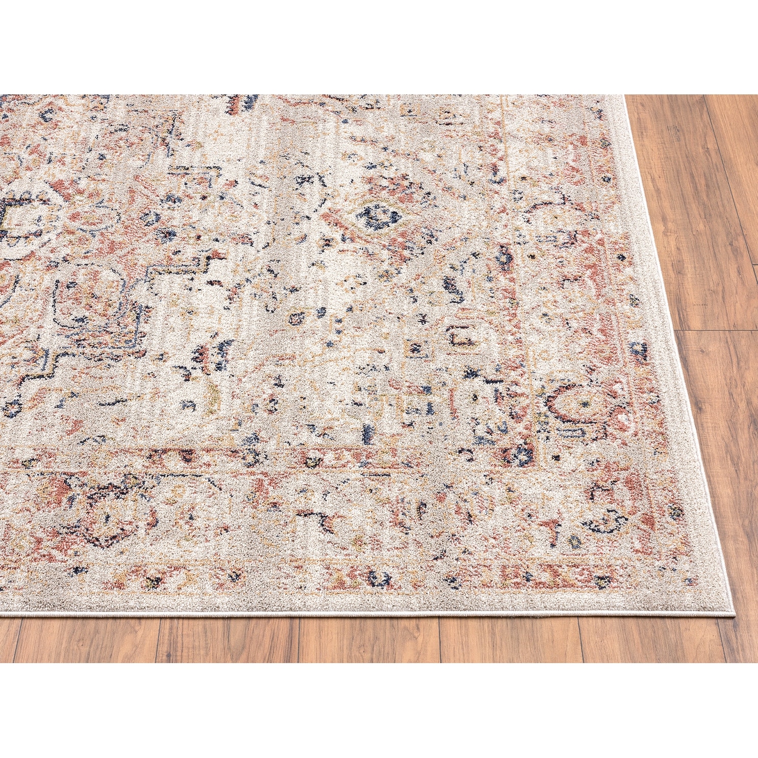 Babylon Indoor Vintage Rectangle Abstract Rug Beige 5'3"x7'6" Latex ...