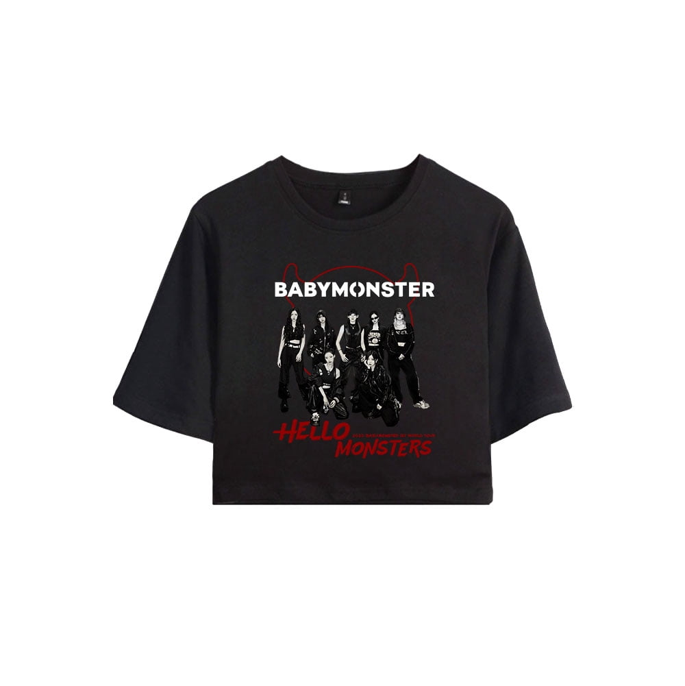 Babymonster Merch 2025 World Tour Hello Monsters Crop Top Graphic T ...