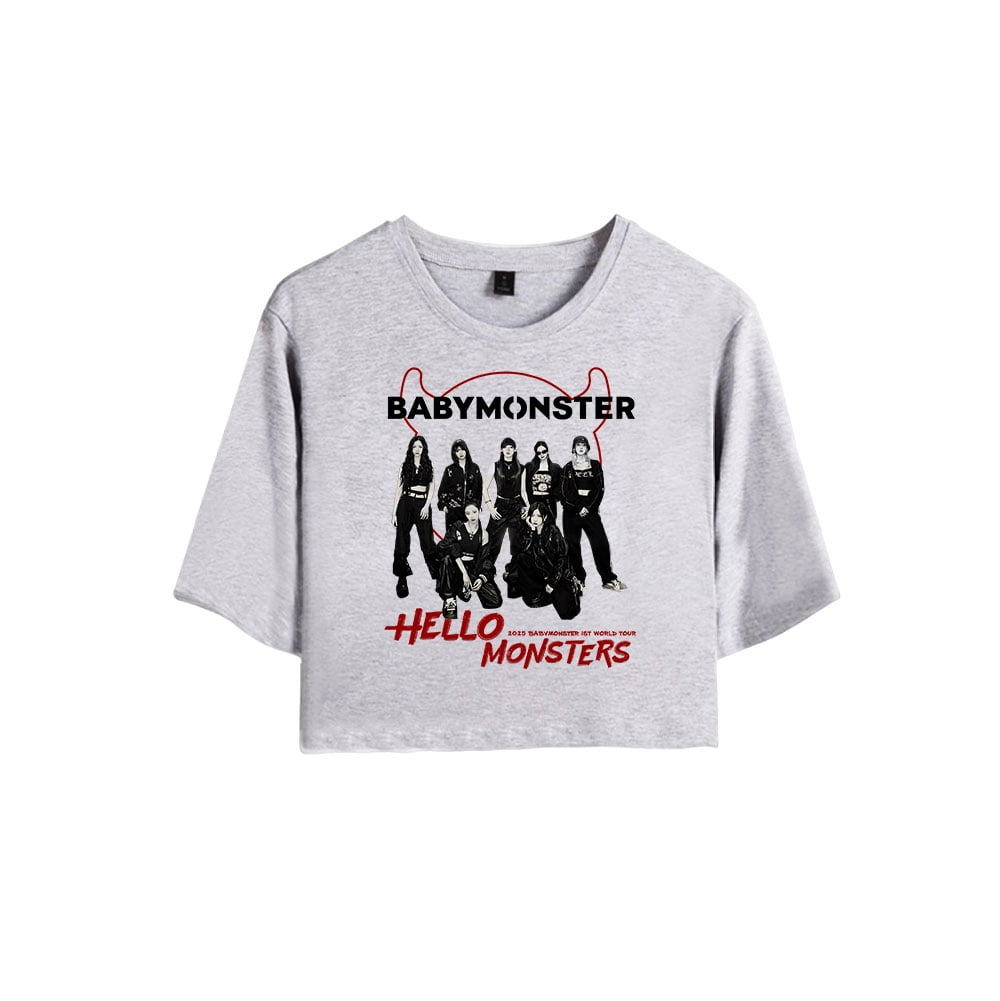 Babymonster Merch 2025 World Tour Hello Monsters Crop Top Graphic T-shirt Women Girl Short ...