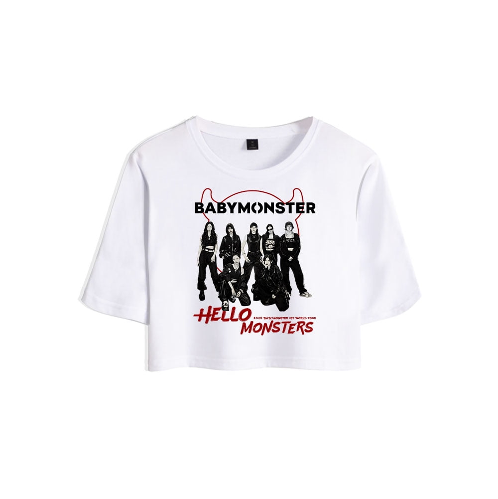 Babymonster Merch 2025 World Tour Hello Monsters Crop Top Graphic T ...