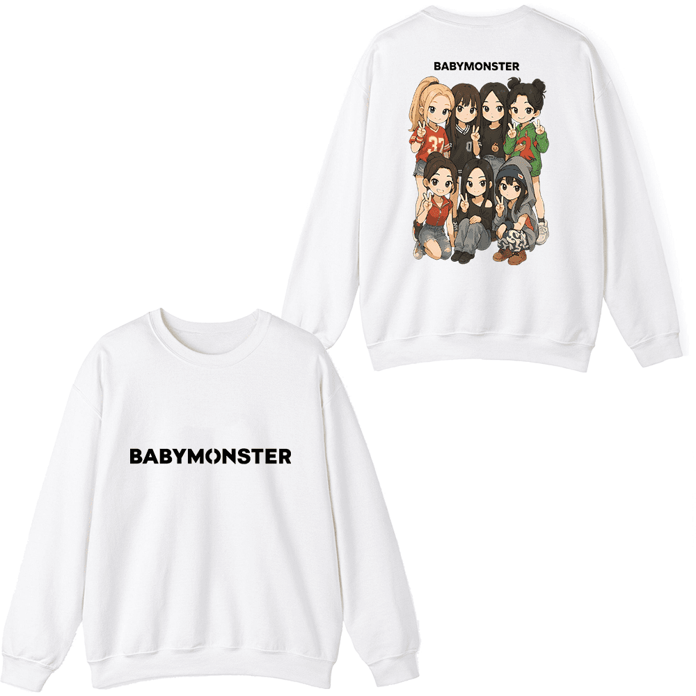 Babymonster Merch Cartoon Monsters illustration Crewneck Sweatshirt ...