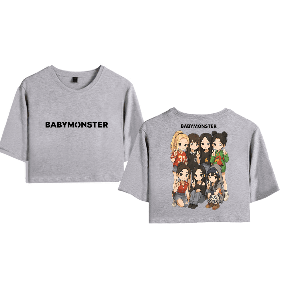 Babymonster Merch Cartoon Monsters illustration Crop Top Graphic T ...