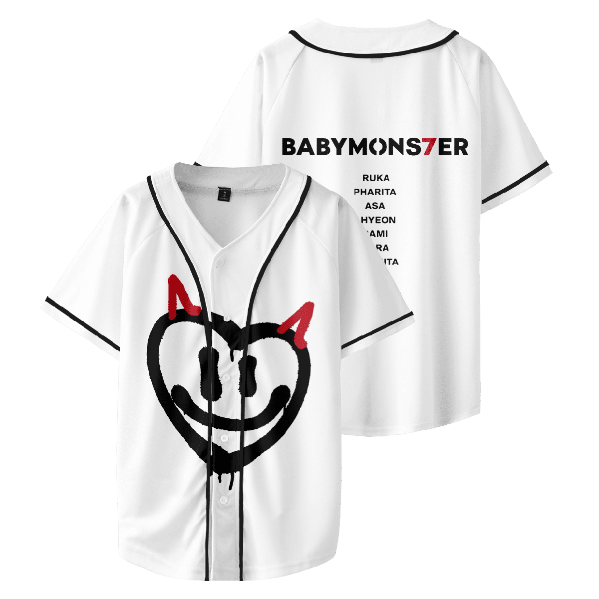 Babymonster Merch Members Logo Baseball Shirt Short Sleeve Casual ...