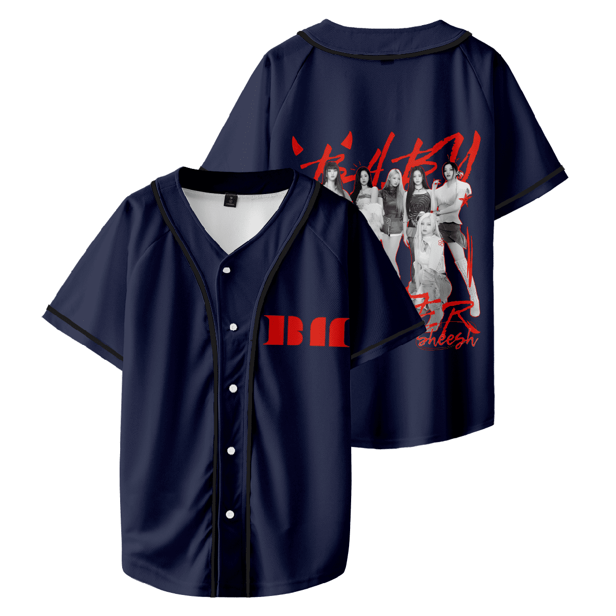 Babymonster Merch Sheesh Photos Baseball Shirt Short Sleeve Casual ...