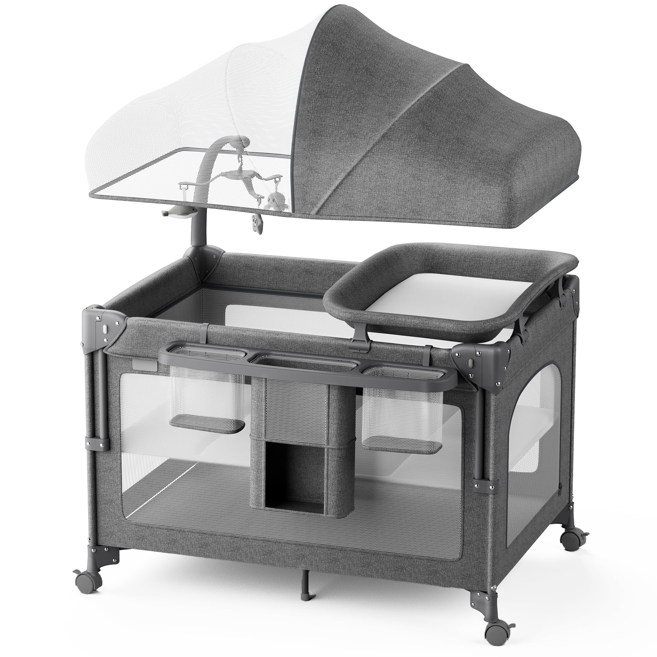 Babyomi Baby Bassinet with Changing Table, 5 in 1 Baby Bassinet Bedside ...