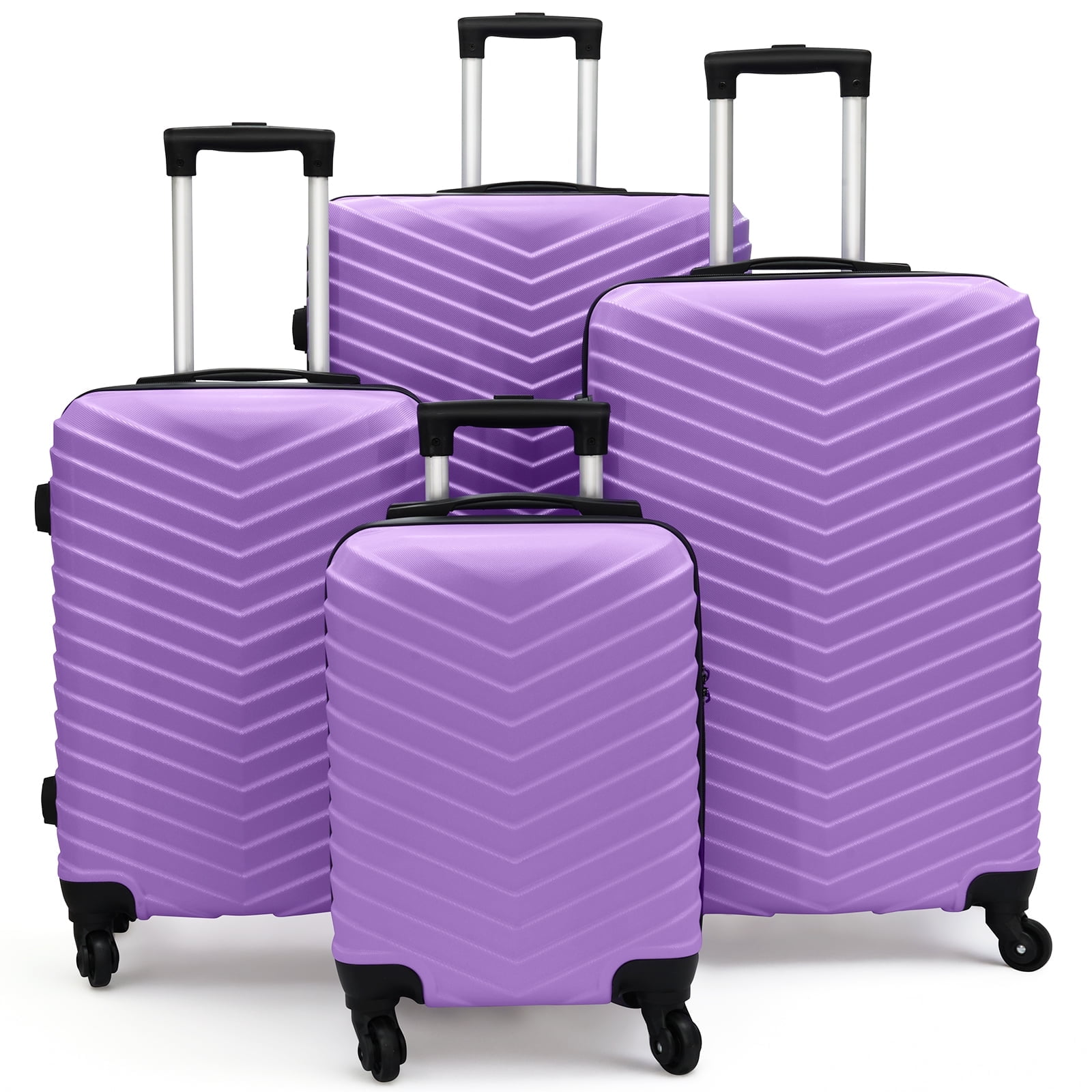 Babyqueen 4 Piece Luggage Set, HardShell Luggage Sets Double Spinner ...