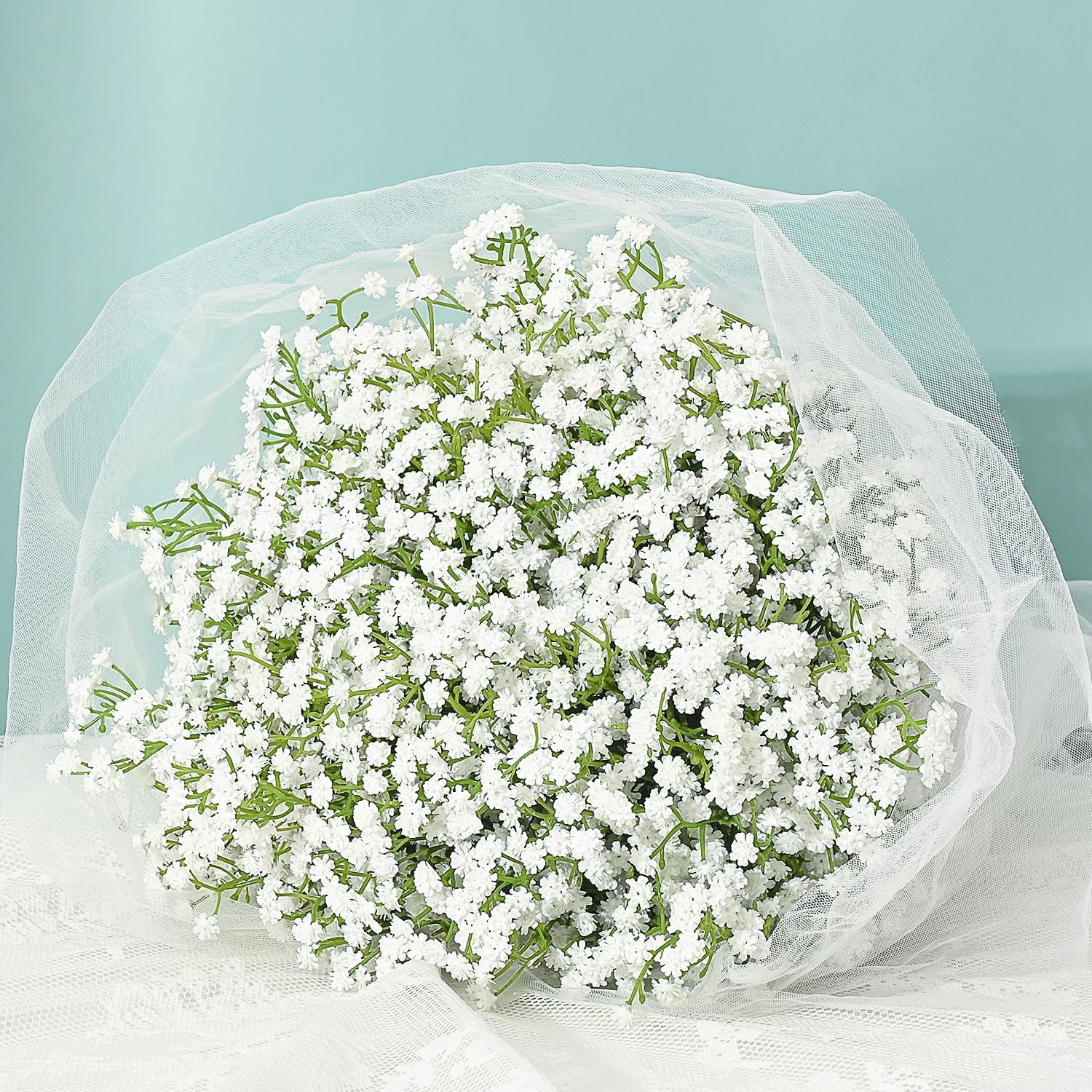 Babys Breath Artificial Flowers, 5White Baby Breath Flowers Artificial Bulk, Fake Babys Breath ...