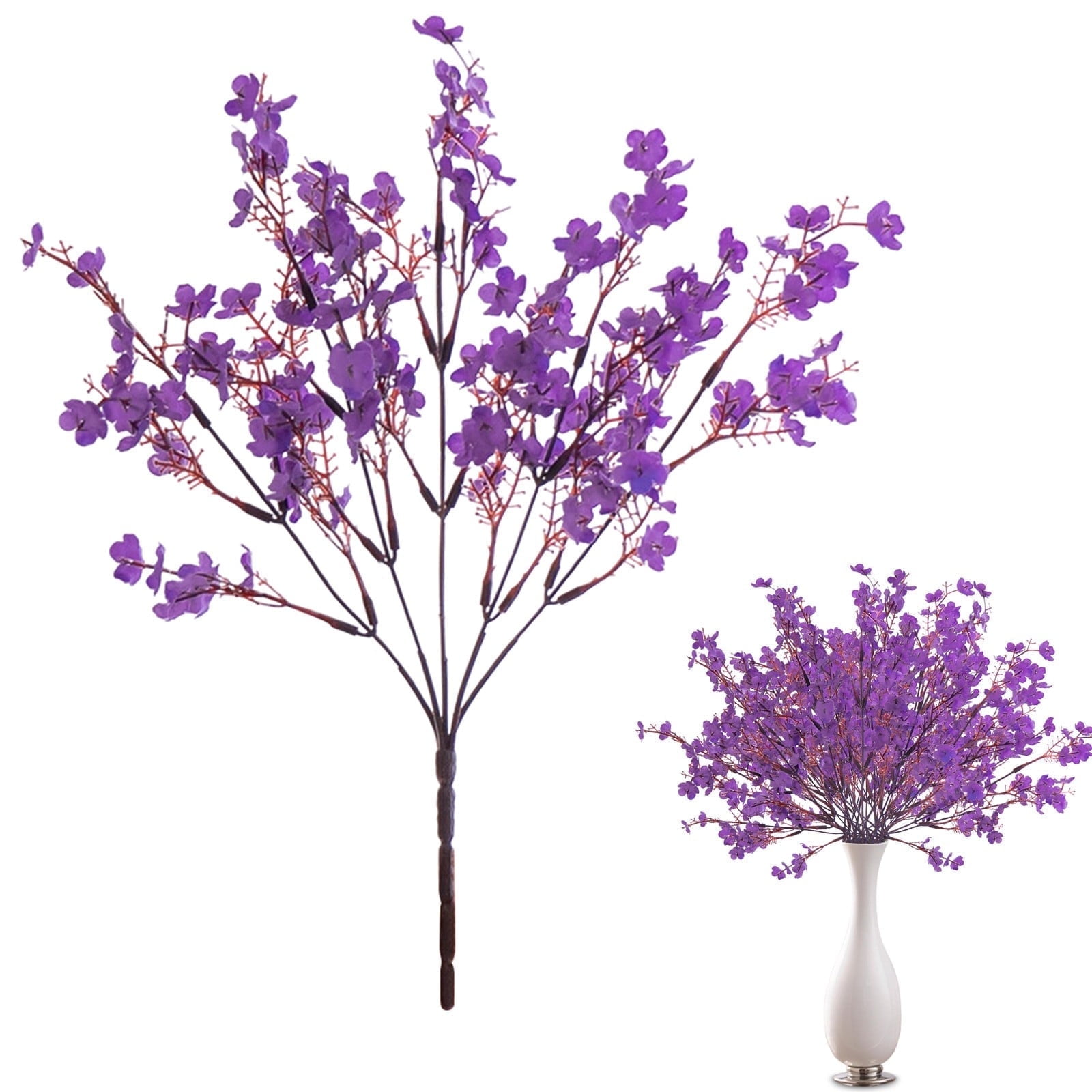 Babys Breath Artificial Flowers, Purple Fake Flowers Gypsophila ...