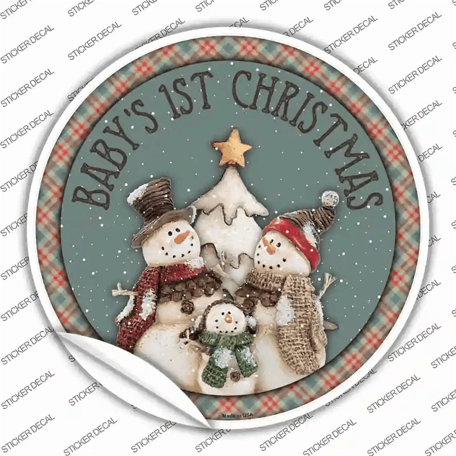 Babys First Christmas Novelty Circle Sticker Decal Large - Walmart.com