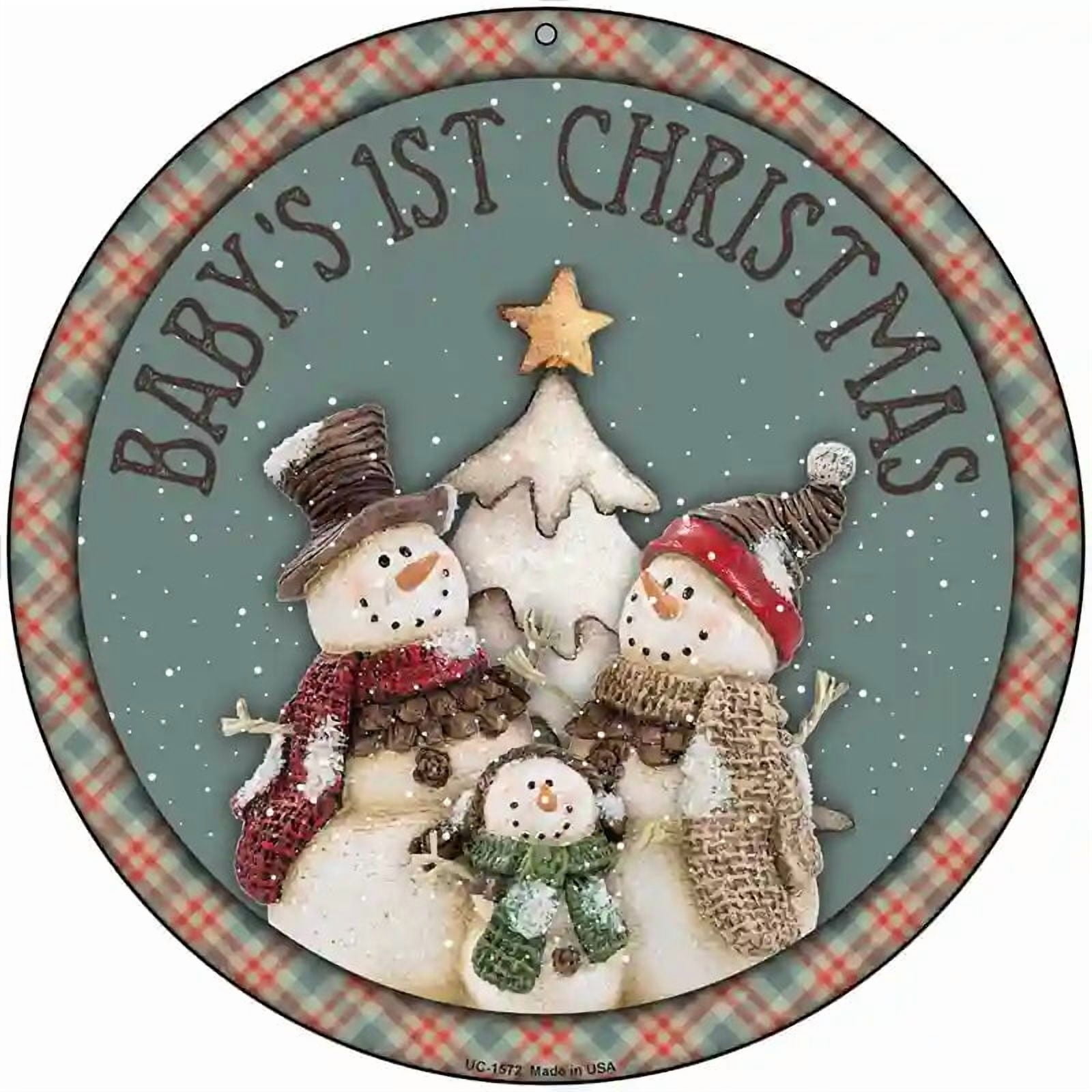 Babys First Christmas Novelty Metal Circle Sign 8" Sign (UC) - Walmart.com