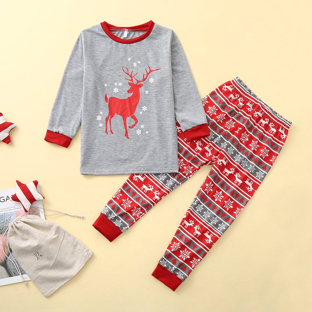 Babysbule Christmas Pajamas for Family, Christmas Kids Deer Print Long ...