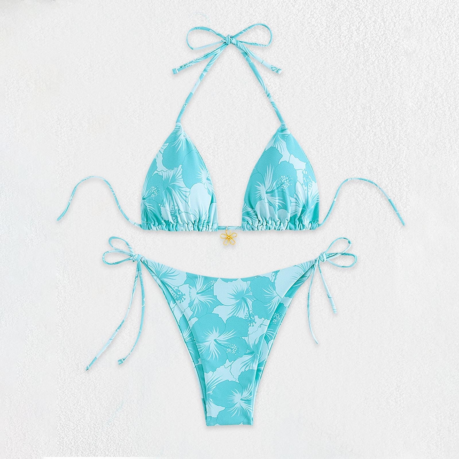 Babysbule Ladies Lace Up Halter Plain Push Up Strap High Cut Bikini ...