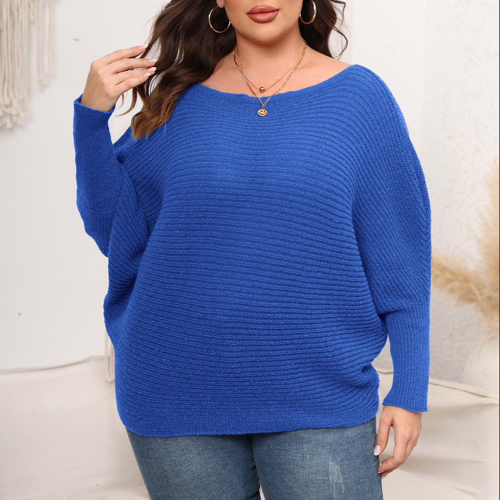 Babysbule Plus Size Womens Sweaters New Arrivals Women Large Solid ...