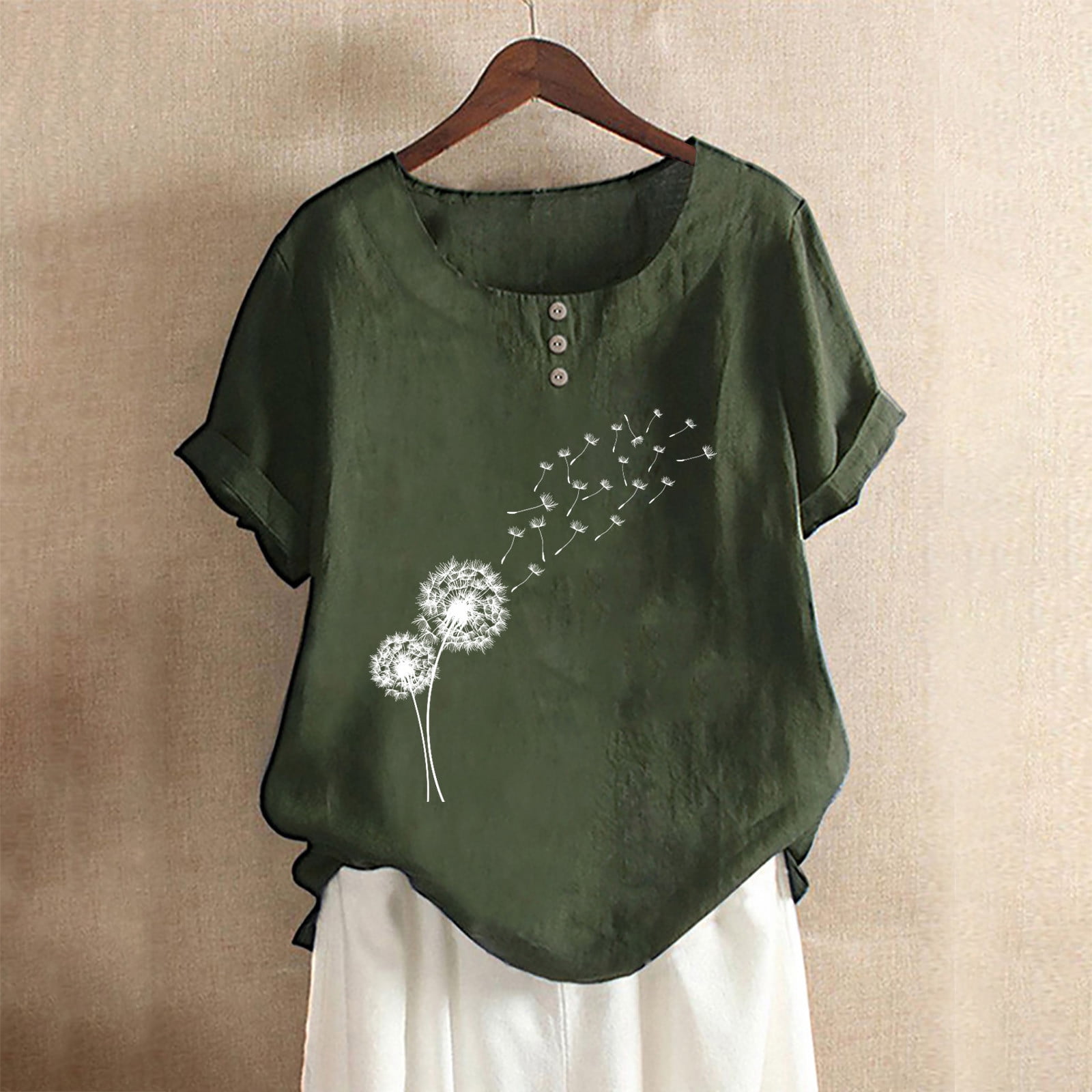 Babysbule Women's Clearance Tops Fashion Woman Rounk Neck Short Sleeve ...