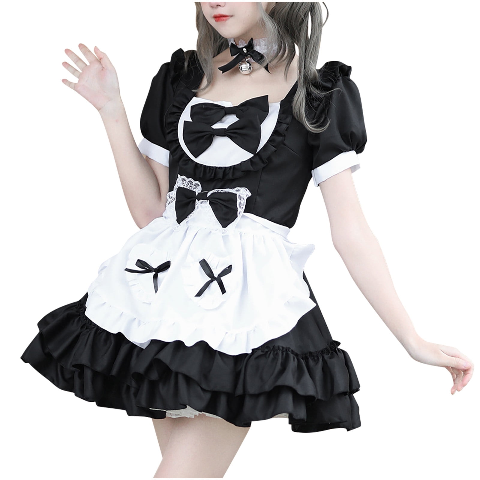 Babysbule Women's Dress Summer French Maid Dress Pure Maid Uniform Suit ...
