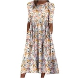 Babysbule Women's Dress Women's Summer Casual Round Neck Half Sleeve ...