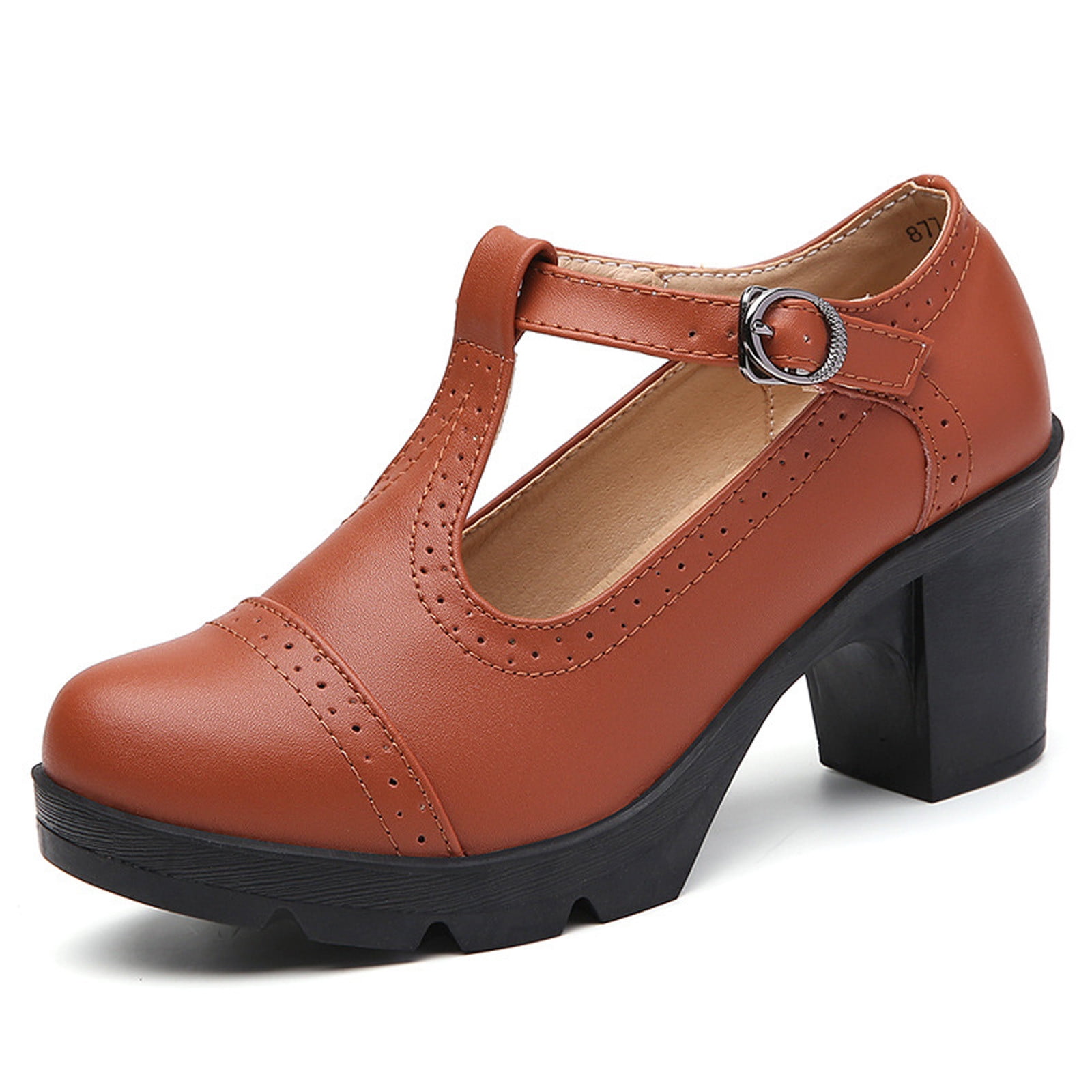 Babysbule Women's High Heels, Soled Leather Sports British Style Block ...