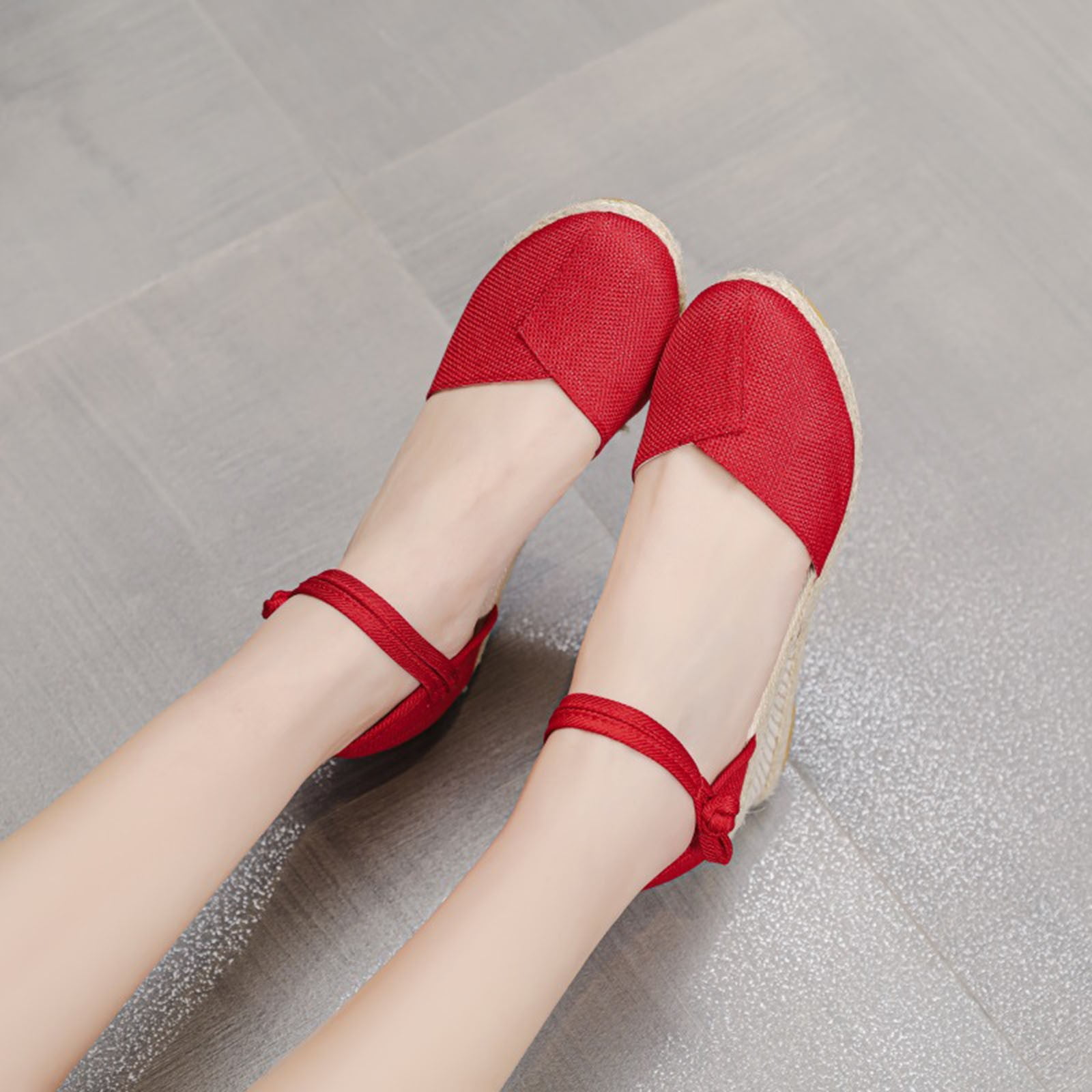 Babysbule Womens Sandals Clearance Womens Cloth Closed Toe Wedges Shoes Platform Slingback High ...