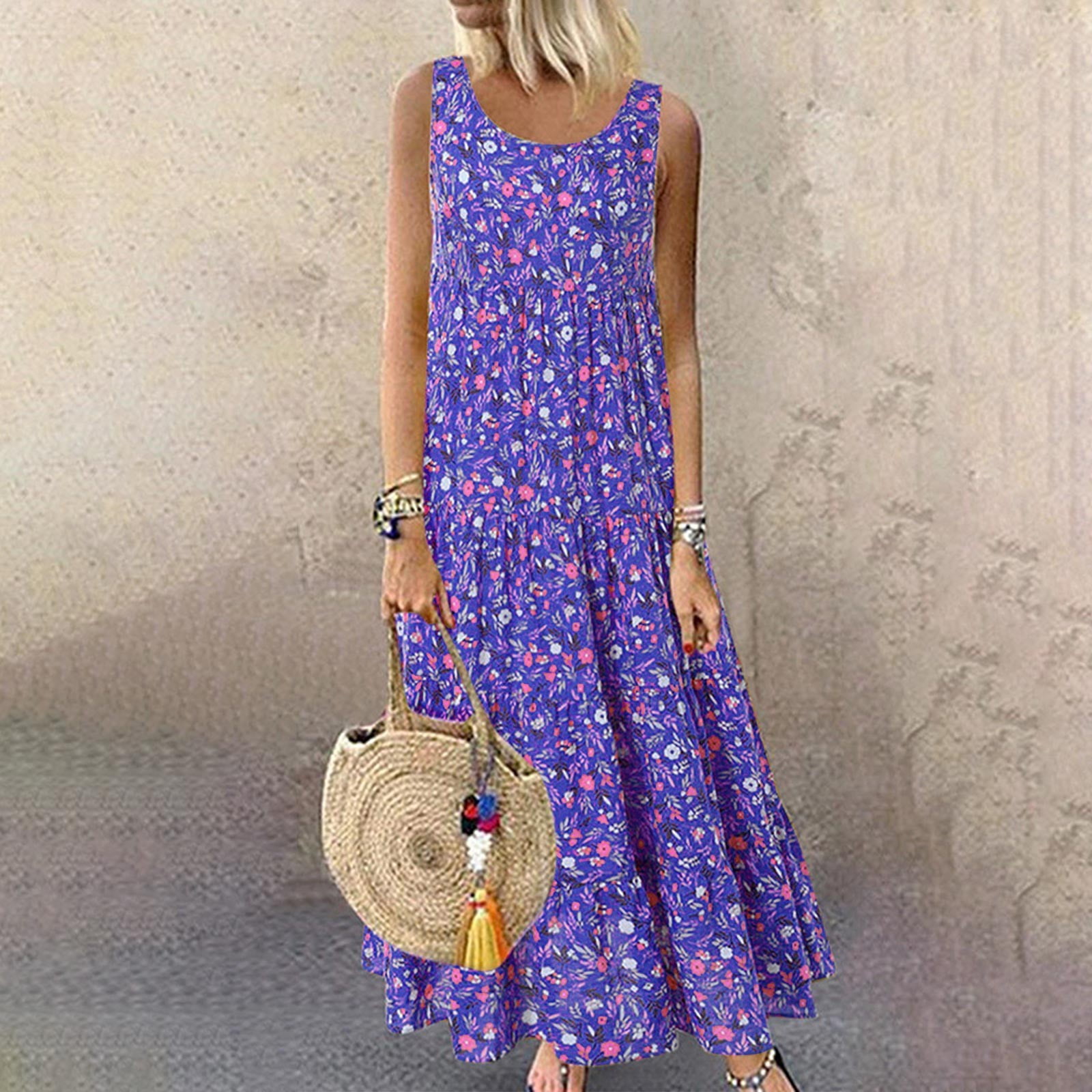 Babysbule Womens Summer Dresses Fashion Women's Plus Size Casual Floral ...