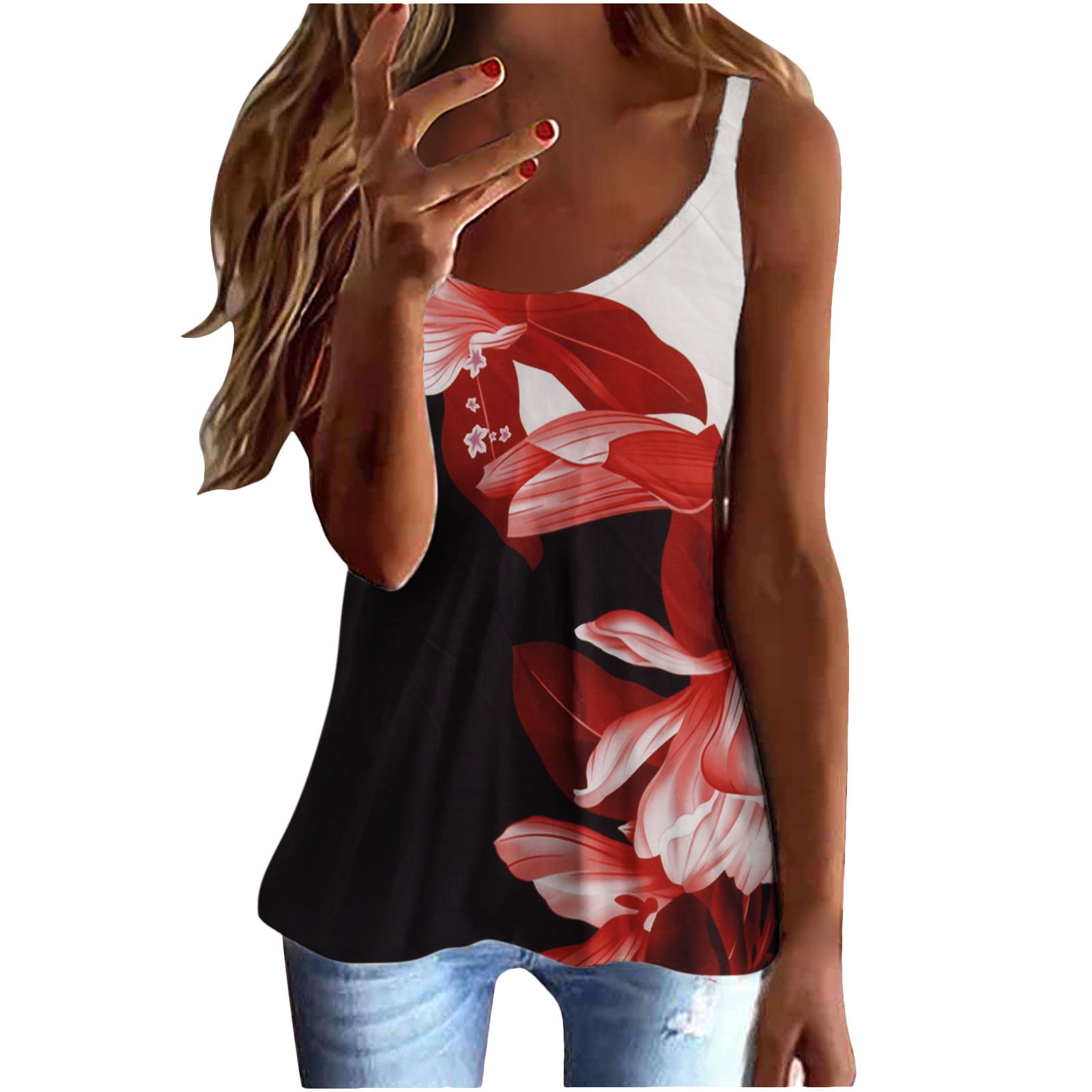 Babysbule Womens Tops, Women Ladies Print Sleeveless O-neck Pullover ...