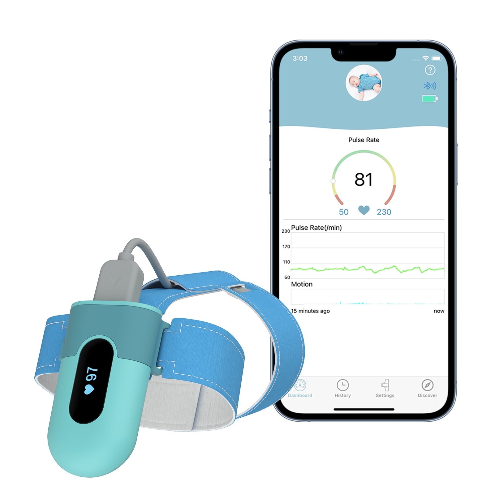 Babytone Baby Sleep Monitor,Continuously Monitor Baby's Heart Rate and ...