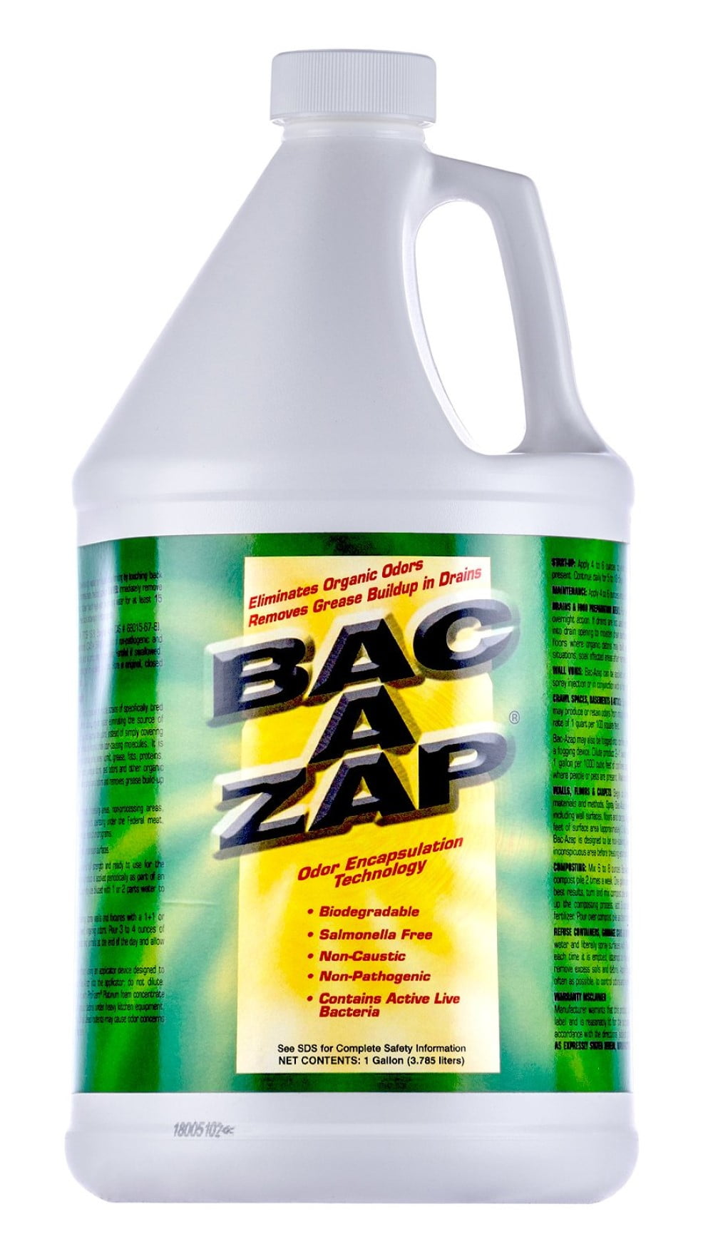 Bac-Azap Organic Odor Eliminator - Ready-To-Use Spray - Case (4 x 1 ...