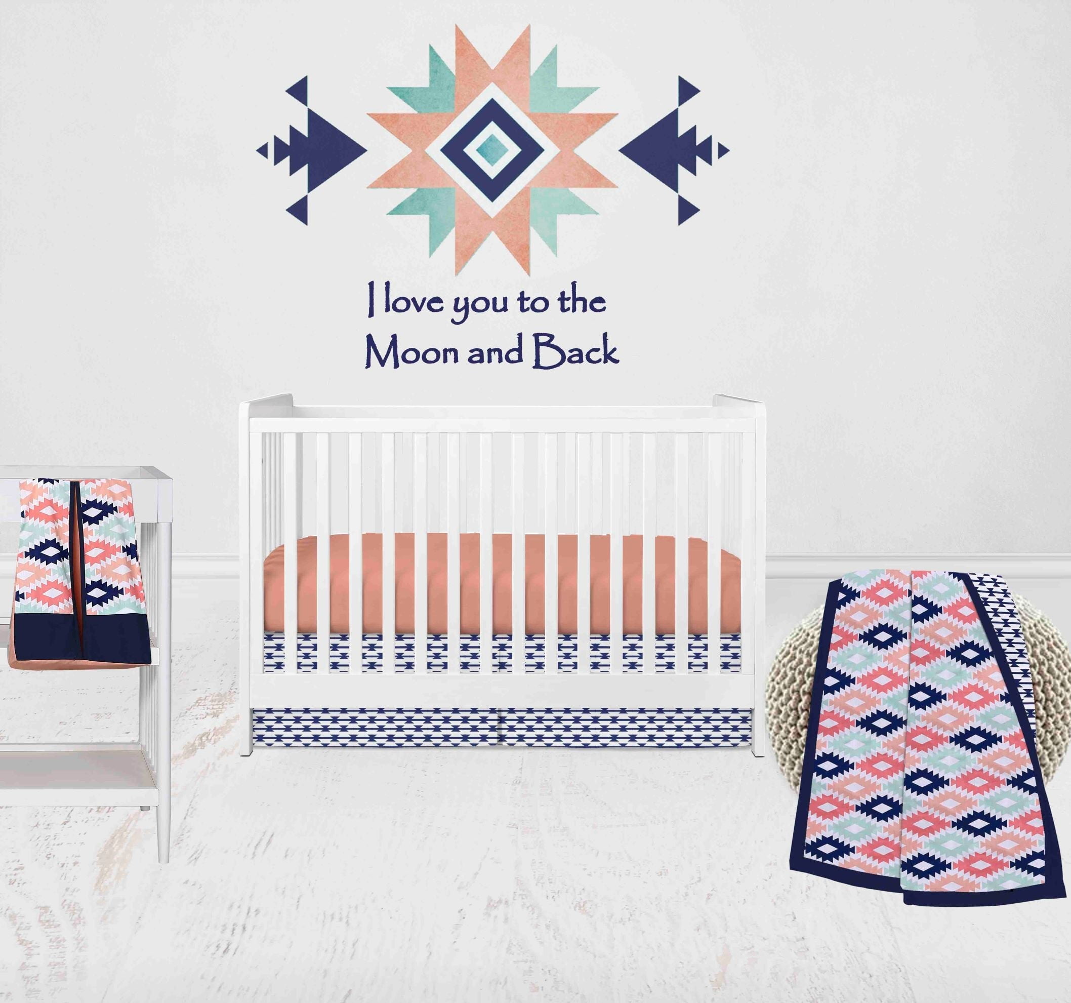 Bacati - Aztec Emma 4-Piece Crib Bedding Set with Diaper Stacker ...