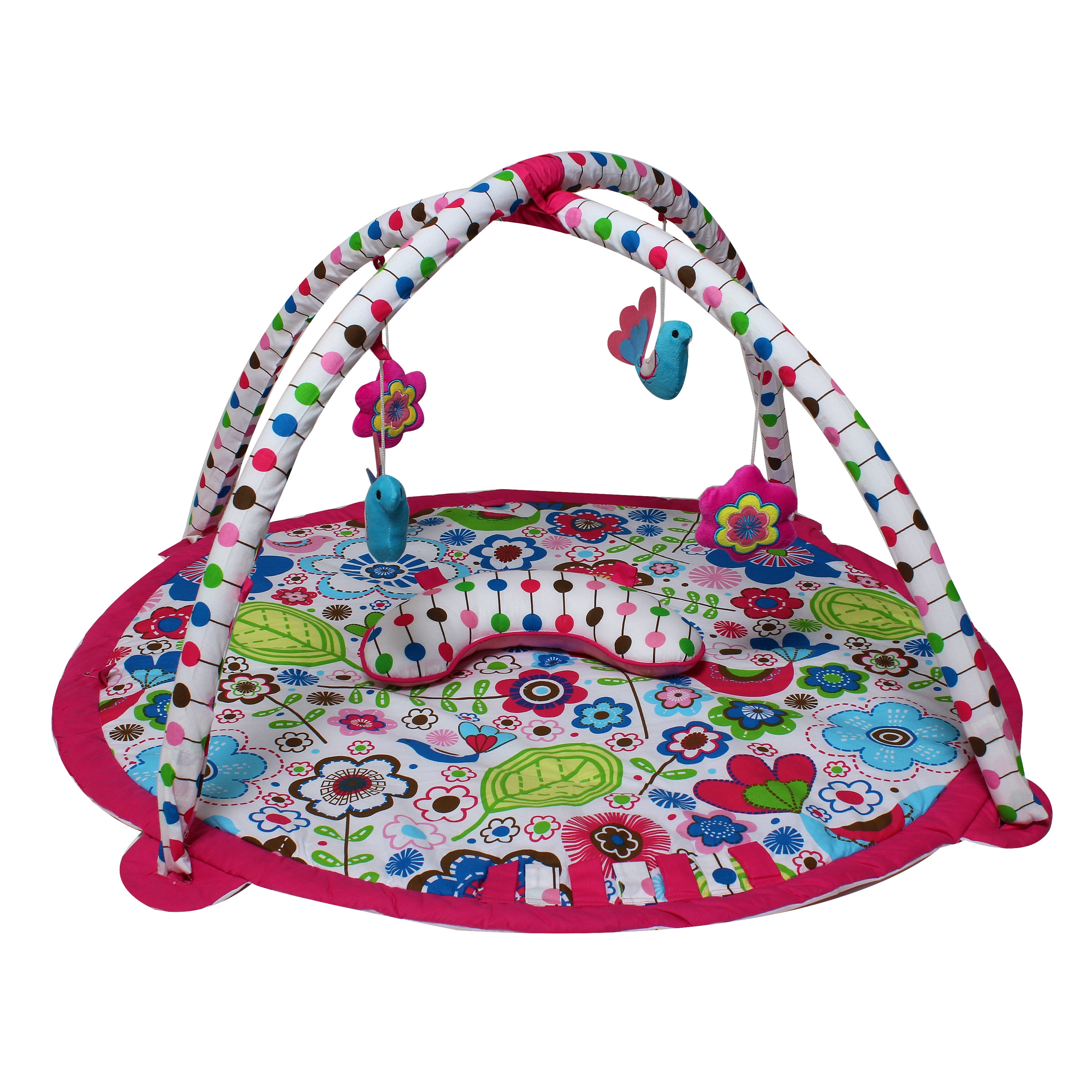 Bacati - Botanical Girls Activity Gym & Playmat, Pink/Multicolor with ...