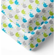 Bacati Aqua, Lime & Grey Mini Elephants Crib Fitted Sheets 2 ct Package ...