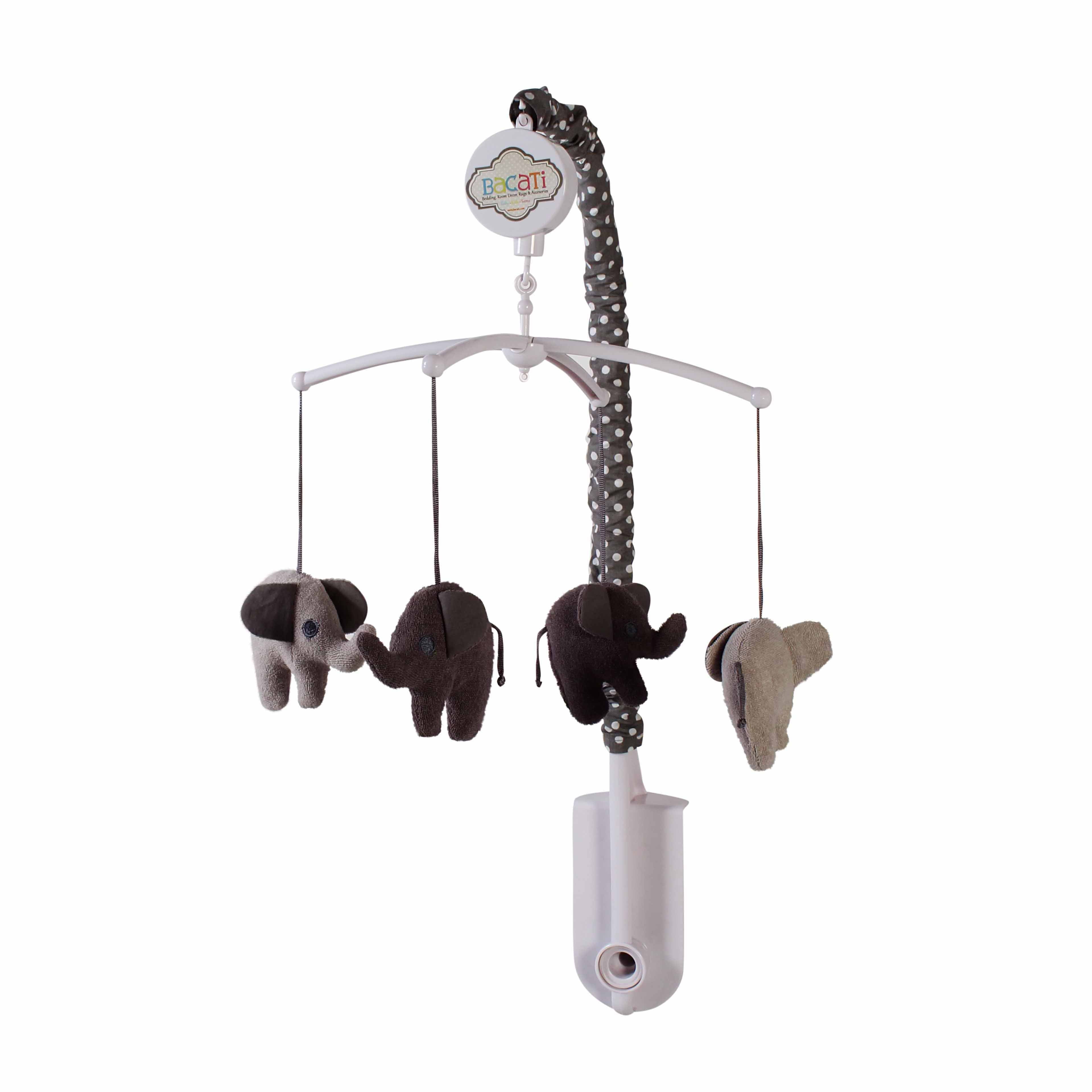 Bacati - Elephants White/Grey Musical Baby Crib Mobile - Walmart.com