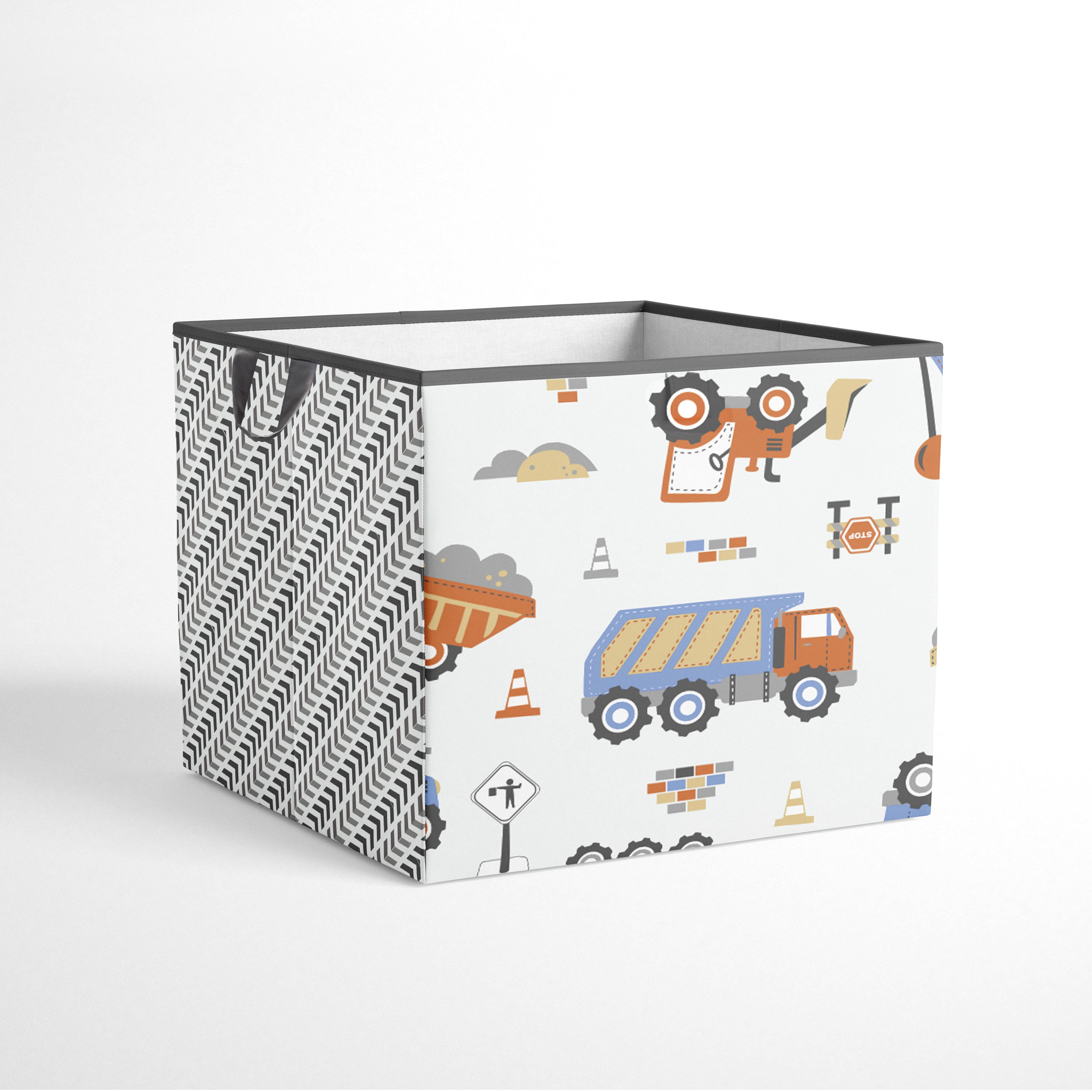 Bacati - Large Storage Tote Construction Yellow/Orange/Grey/Blue Boys ...