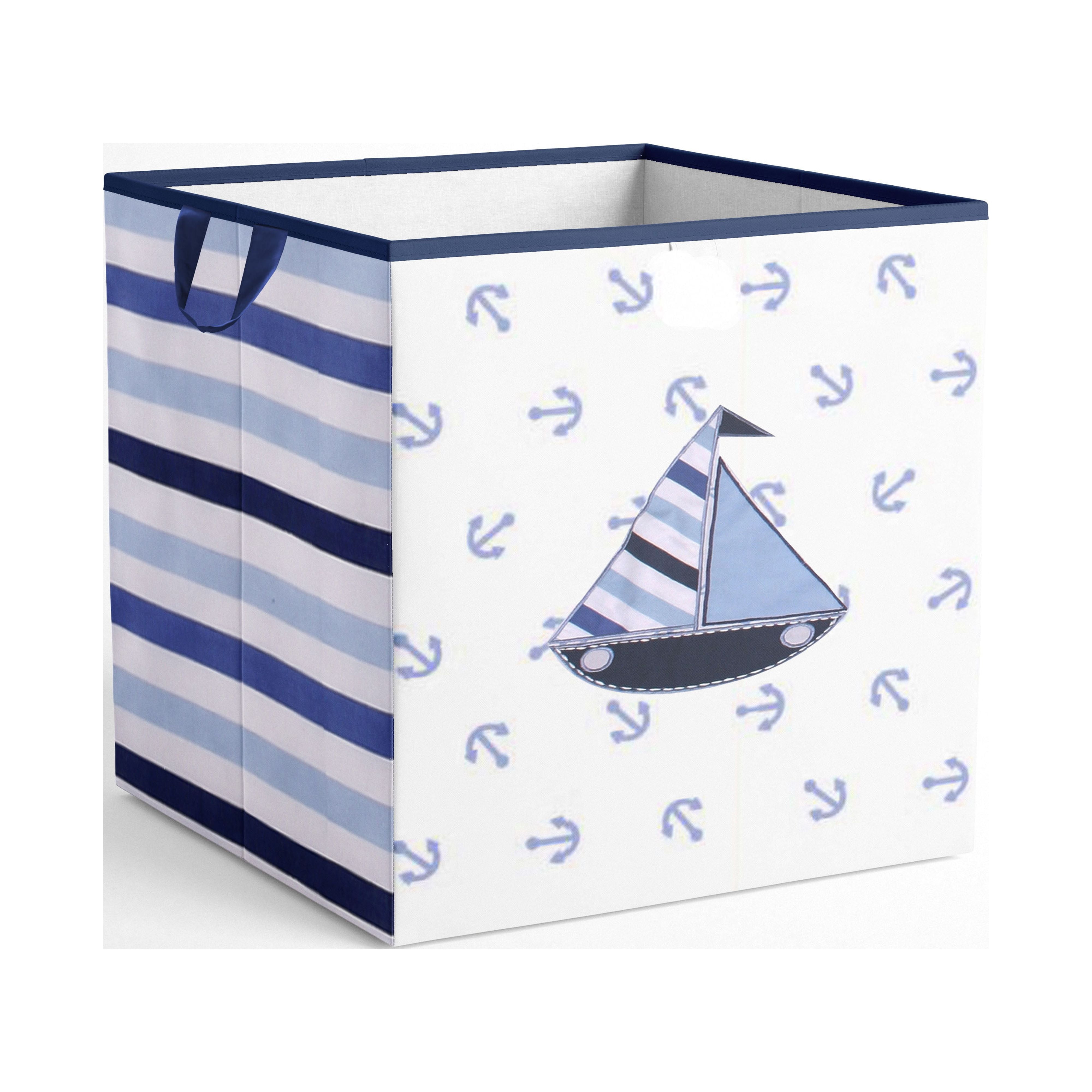 Bacati - Little Sailor Cotton Percale Fabric covered Storage, Small Box ...
