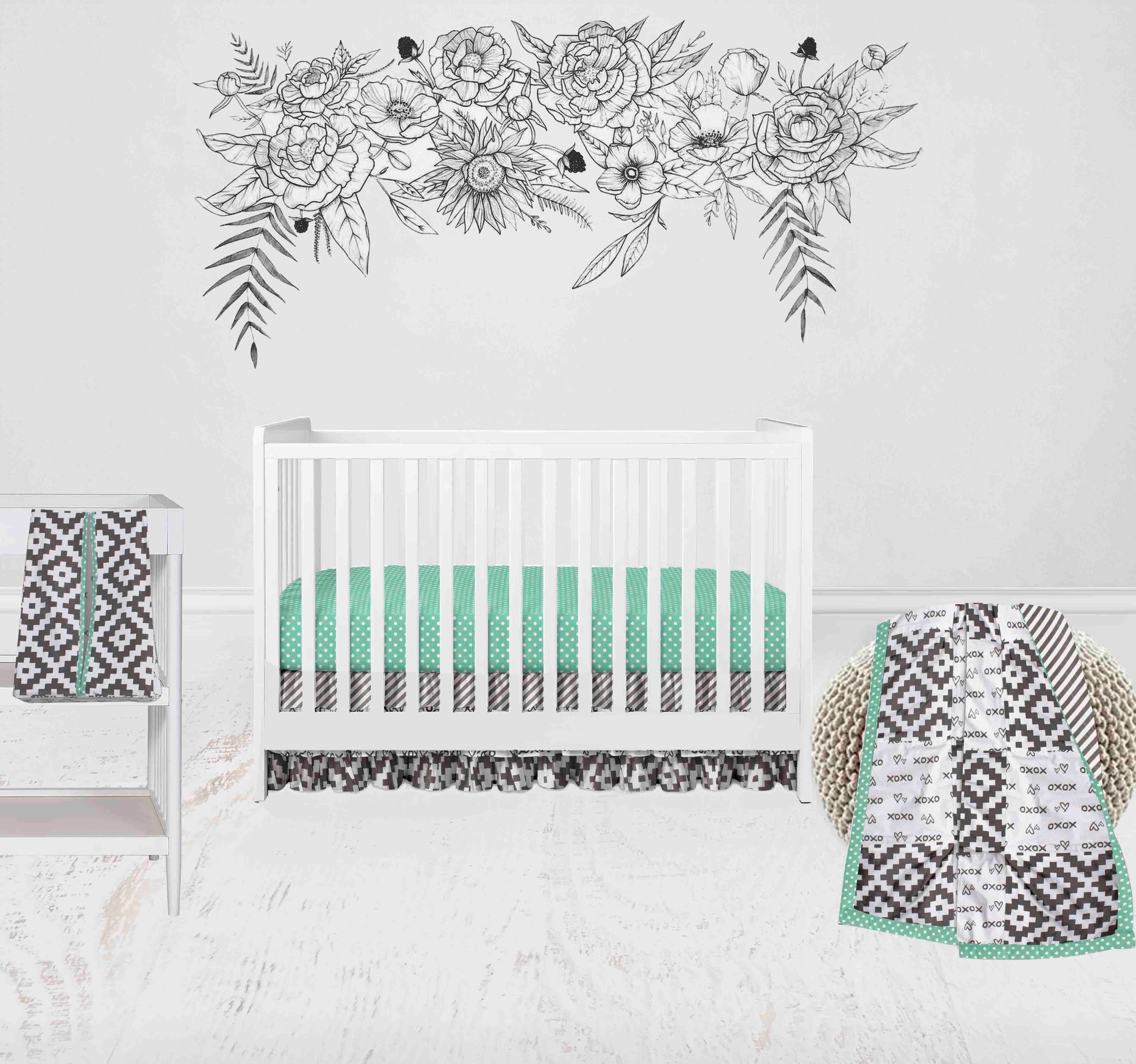 Bacati - Love Aztec 4-Piece Crib Bedding Set with Diaper Stacker - Grey ...